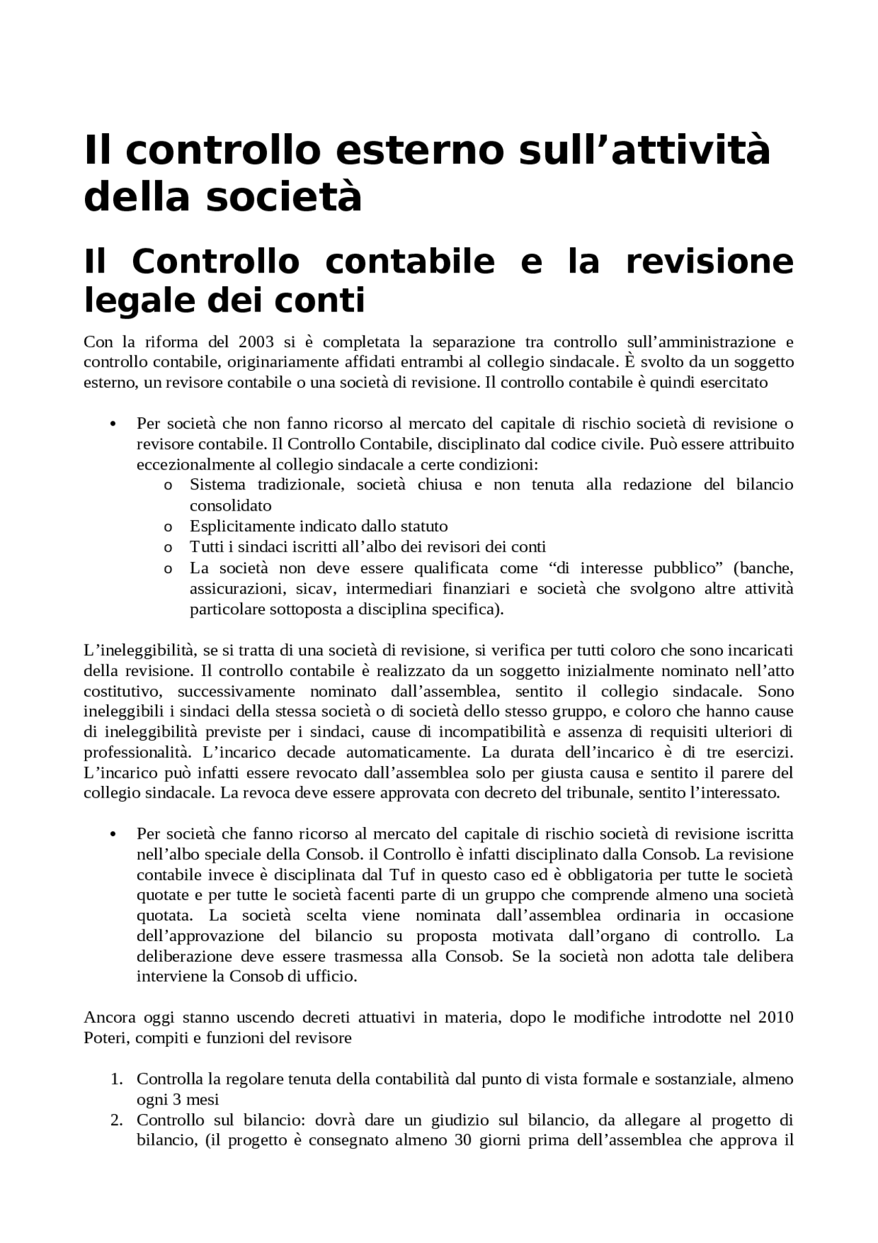Controllo Esterno Spa Docsity