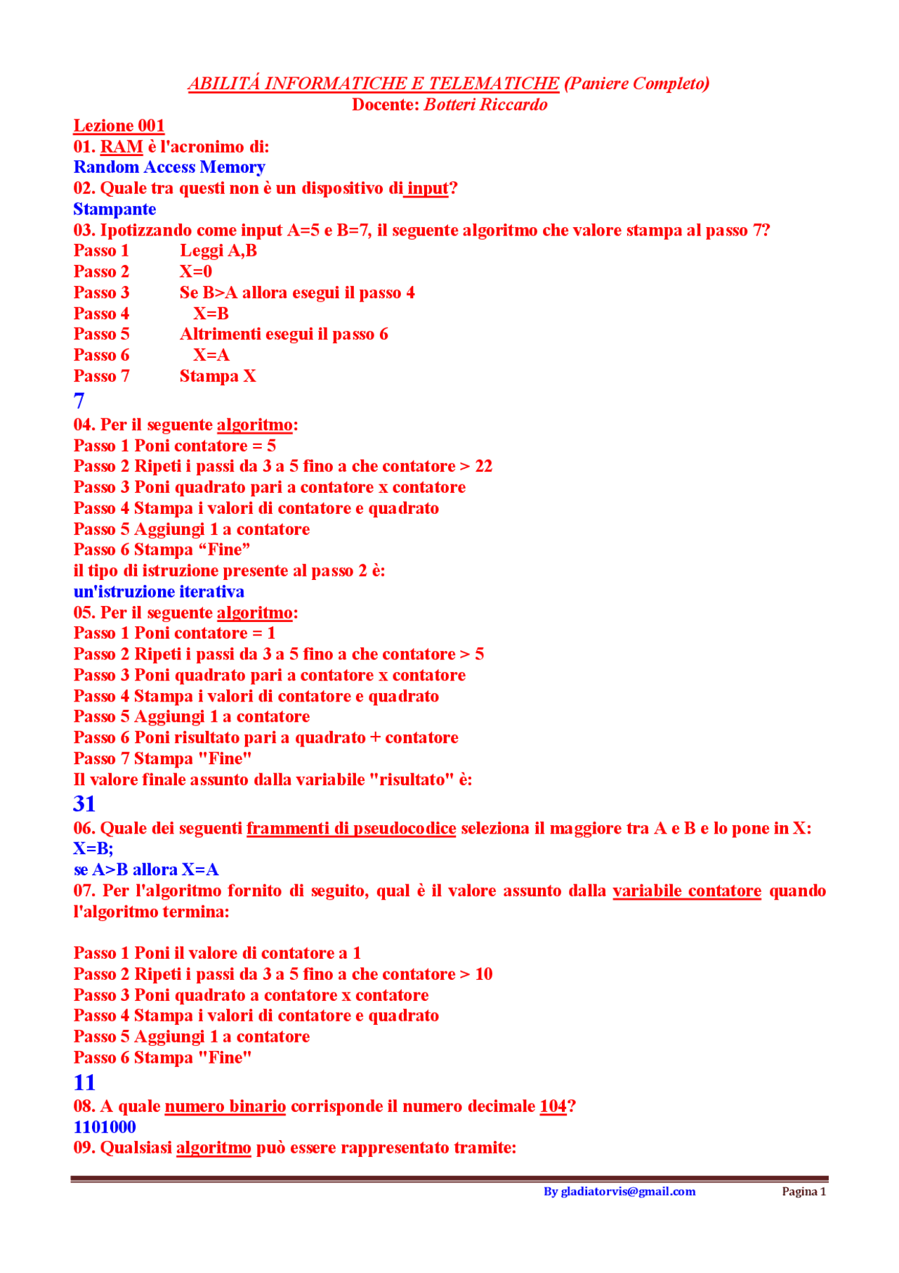Abilita Informatiche E Telematiche Completo Risposte Multiple E Aperte