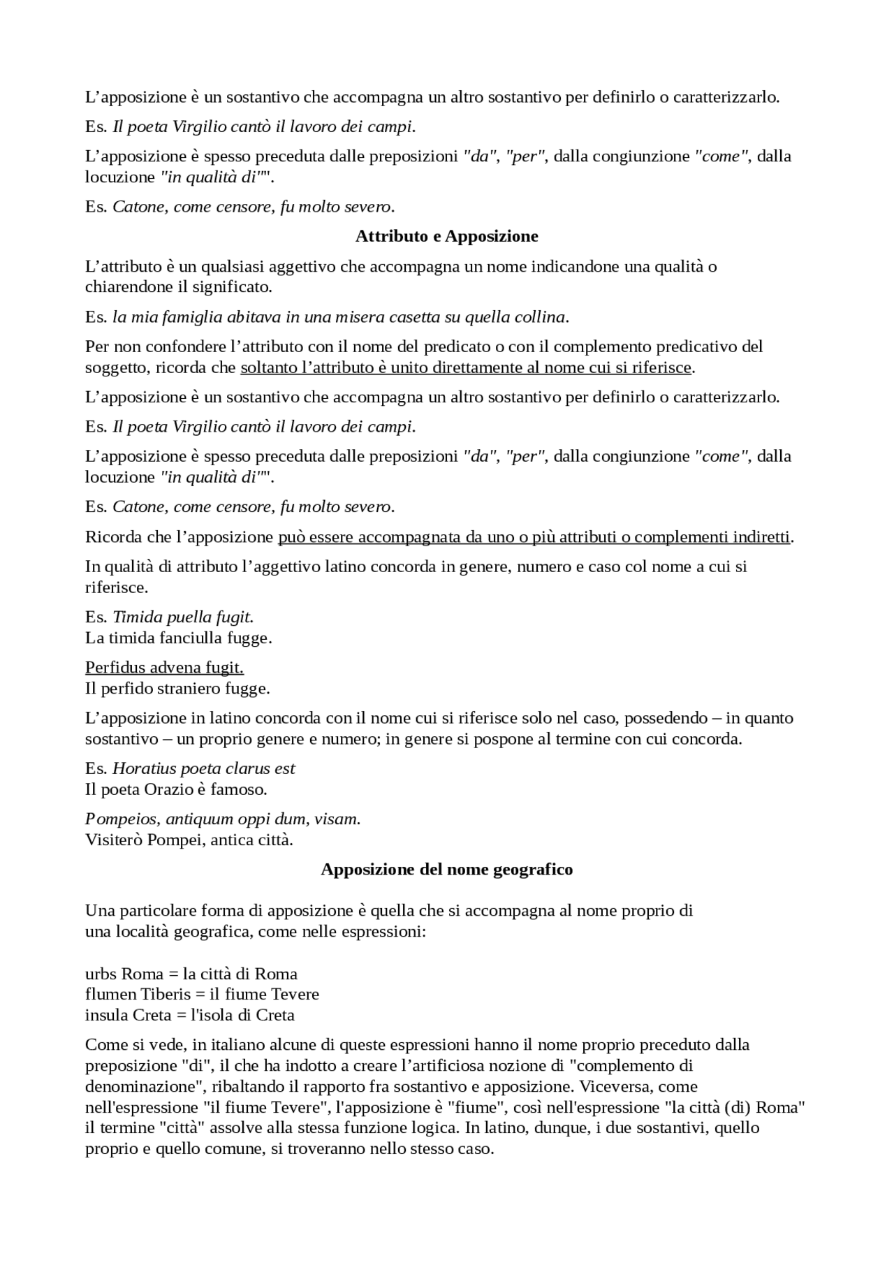 L'apposizione, spiegazione - Docsity