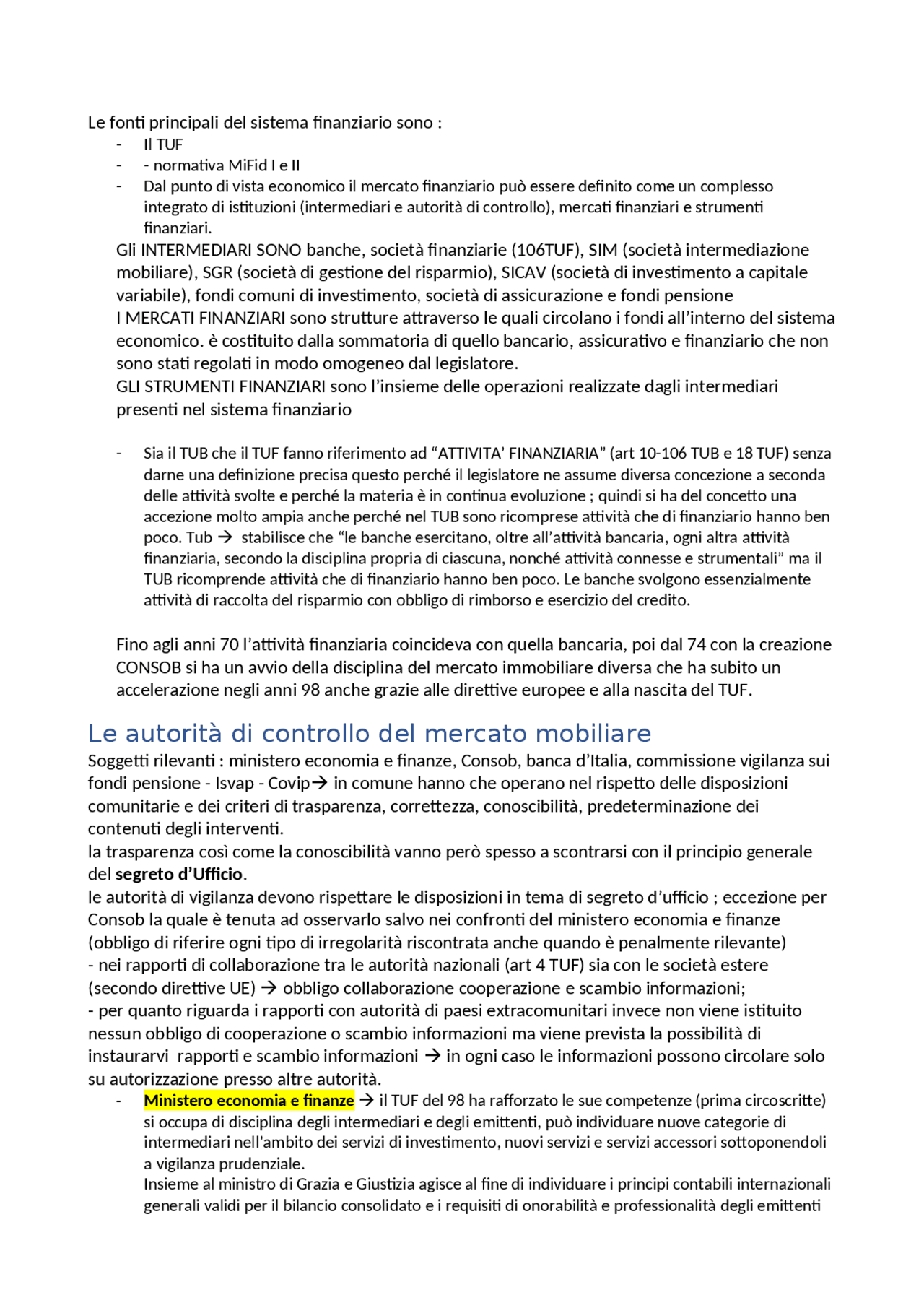 Riassunto Mercati Finanziari Docsity