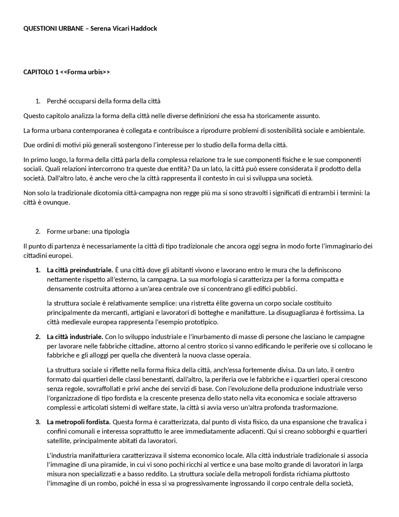 Questioni Urbane Serena Vicari Haddock Docsity