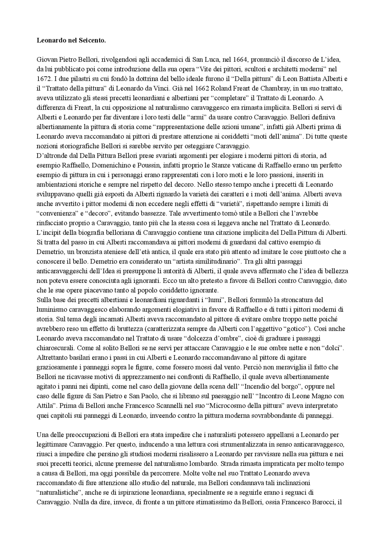Introduzione Trattato Leonardo Da Vinci Docsity