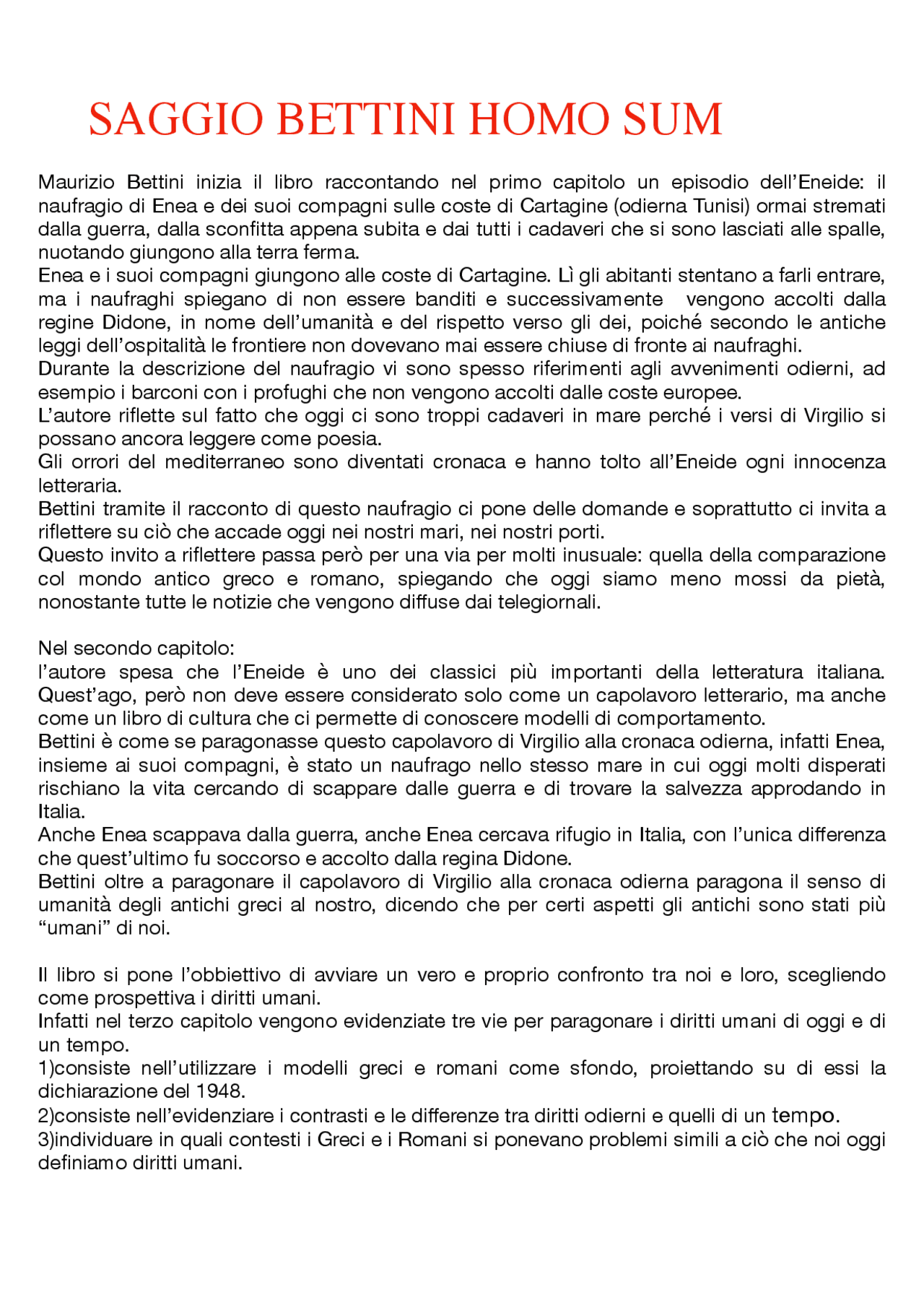 Riassunto E Commento Del Saggio Di Bettini Homo Sum Docsity