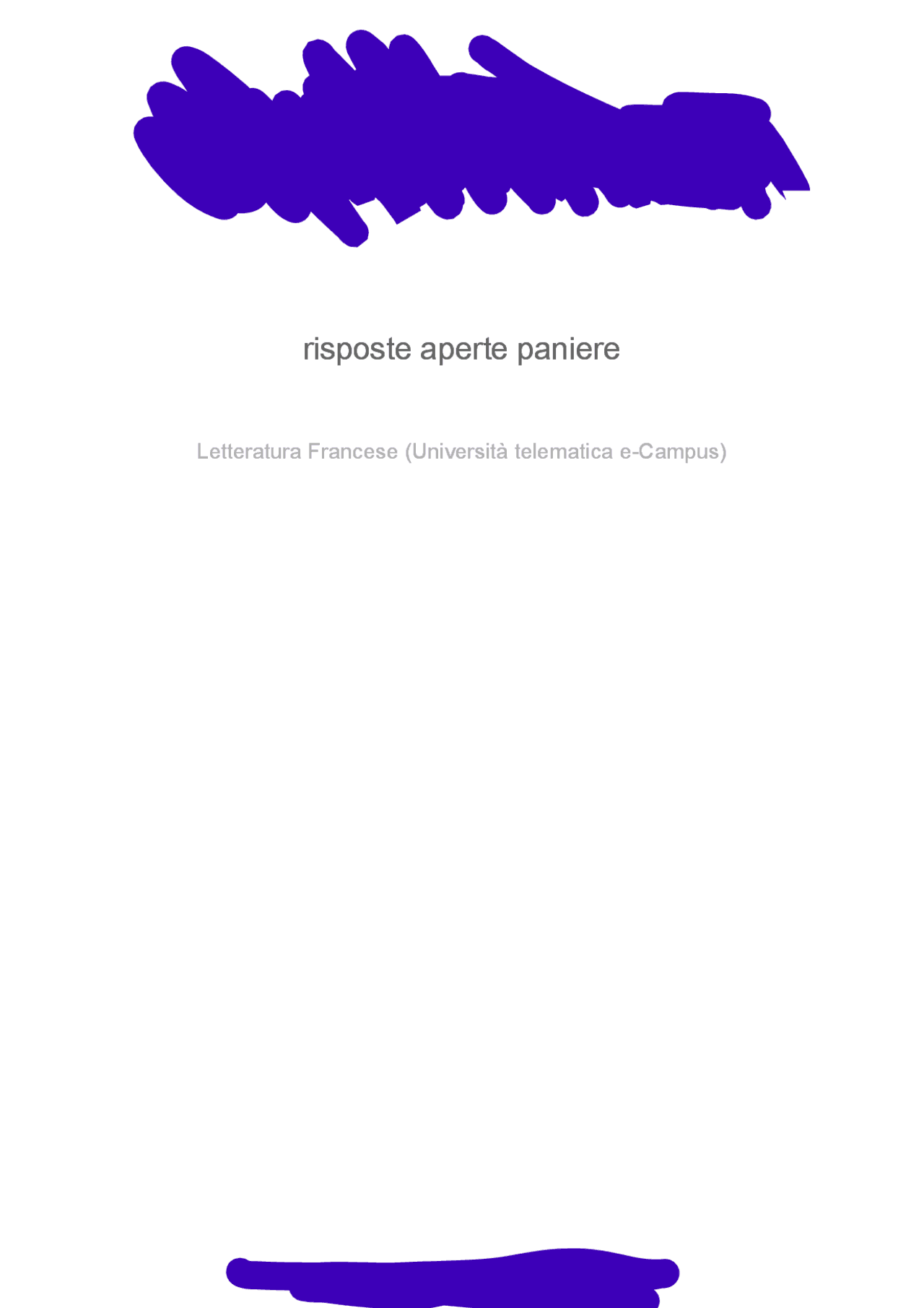Letteratura Francese Risposte Aperte Docsity