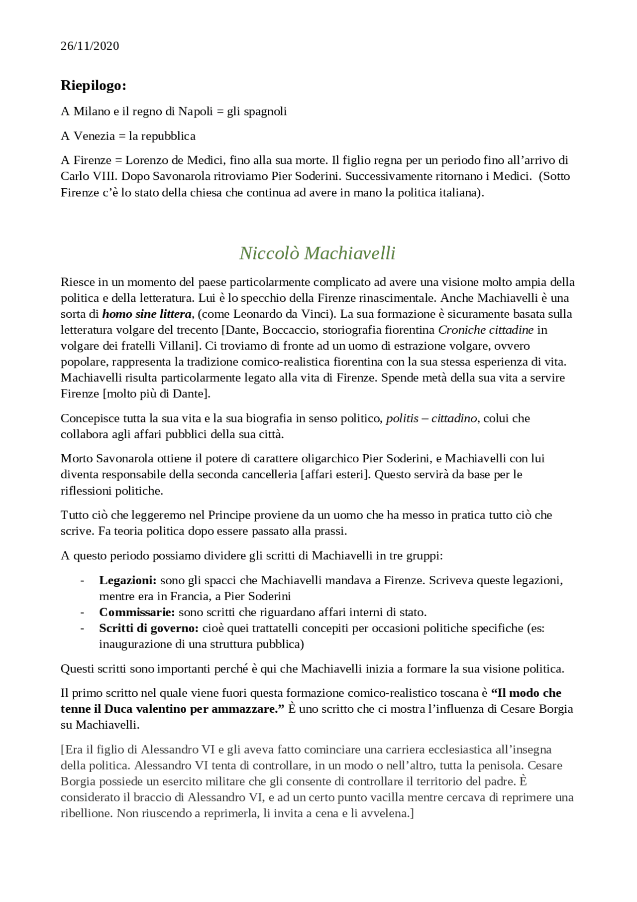 Appunti Su Machiavelli Docsity
