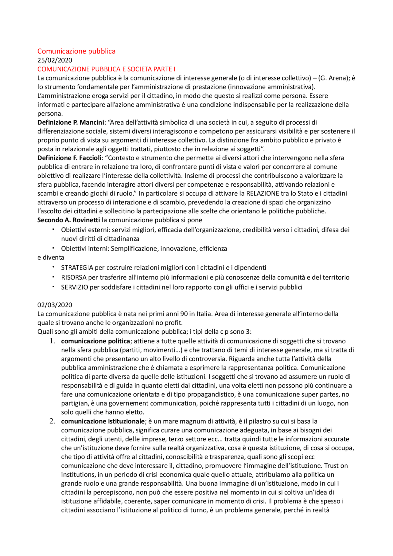Riassunto Esame Comunicazione Pubblica Prof Ducci Docsity