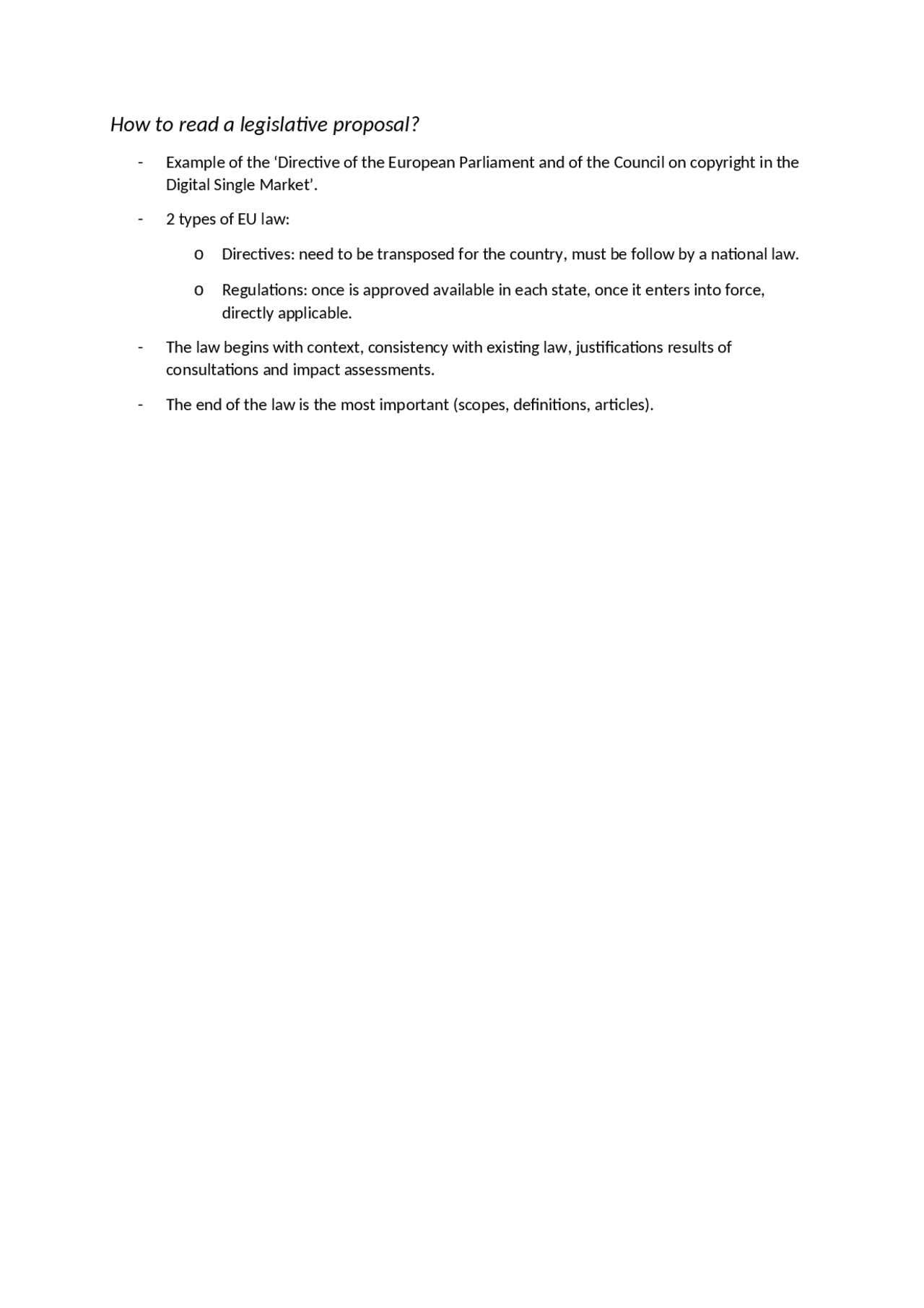 How to read a legislative proposal - Docsity