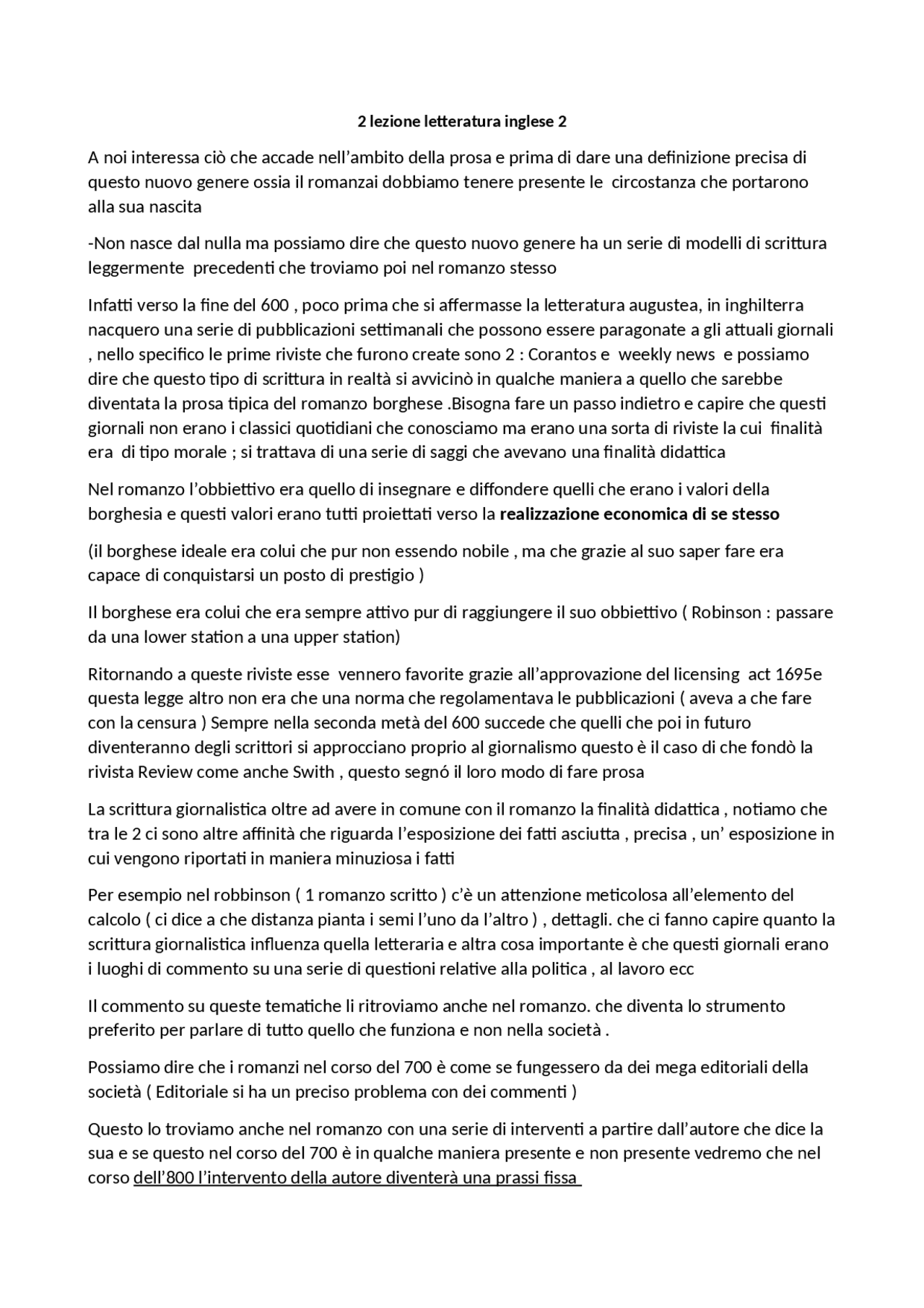 CORSO letteratura 2 PROF SALVATI - Docsity