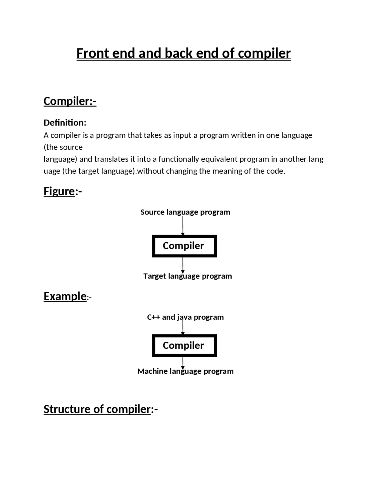 Front End And Back End Of Compiler Docsity