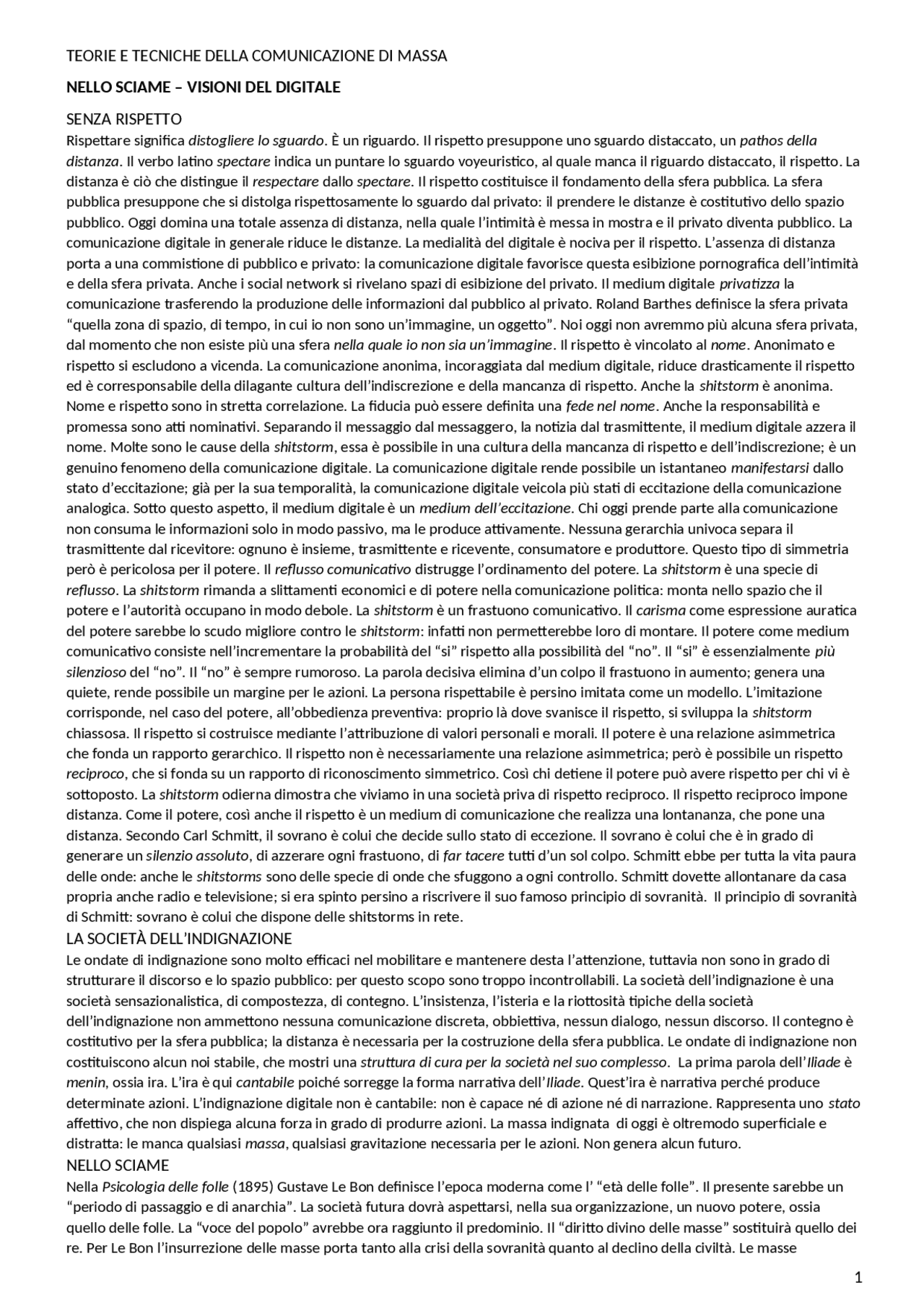 Teorie E Tecniche Della Comunicazione Di Massa Docsity