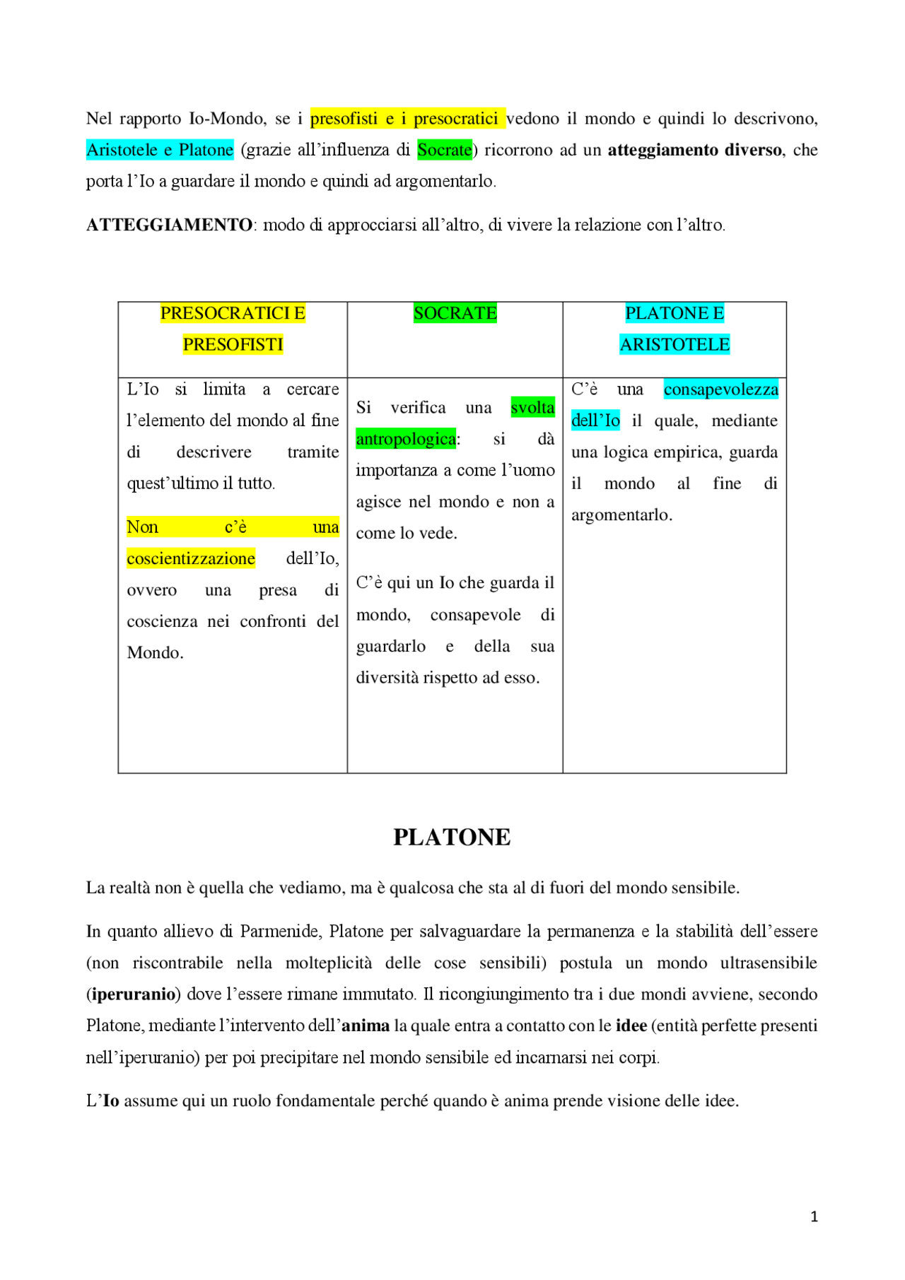 Platone E Aristotele Docsity