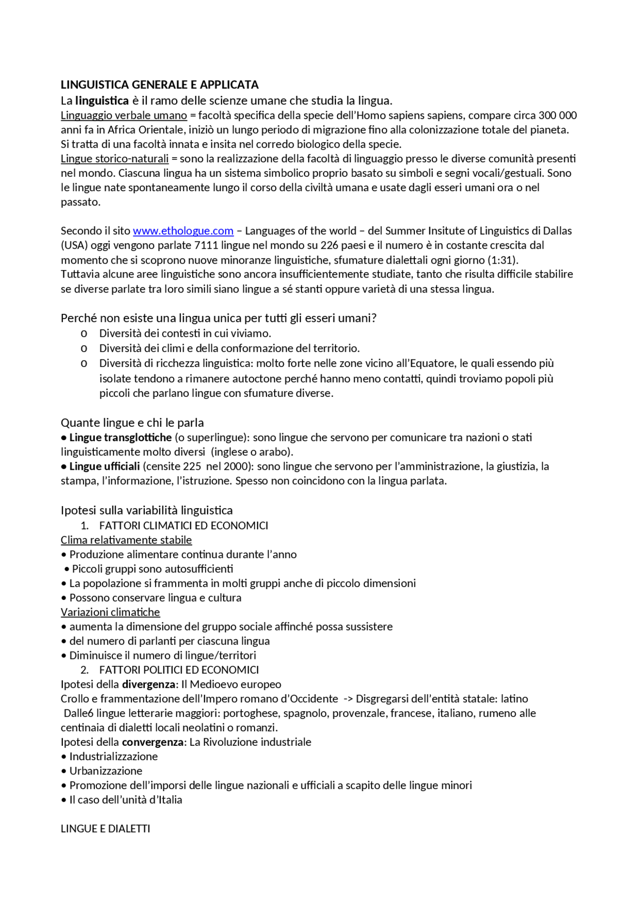 Appunti Di Linguistica Generale E Applicata Docsity
