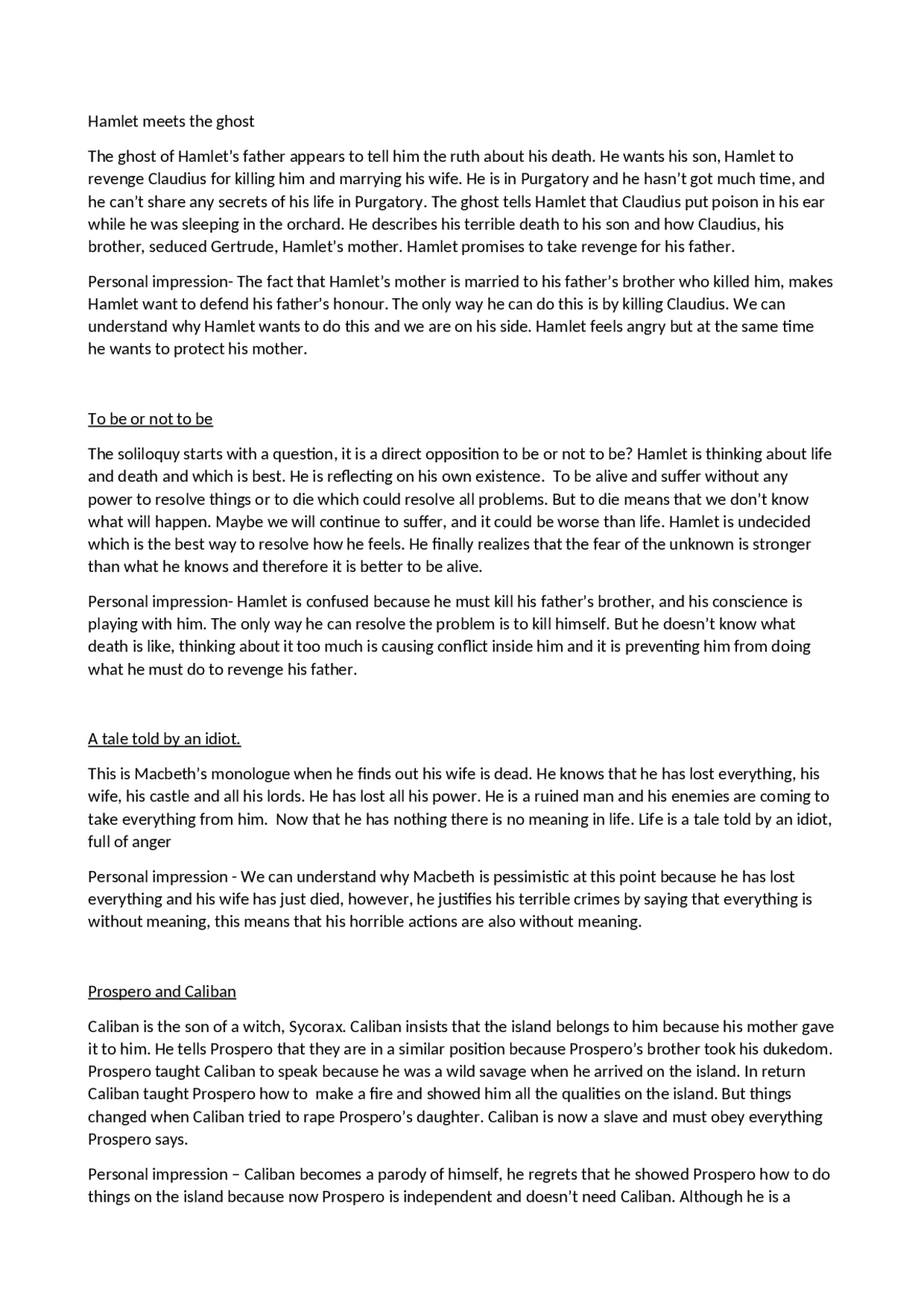 HAMLET MEETS THE GHOST. | Sintesi del corso di Inglese | Docsity