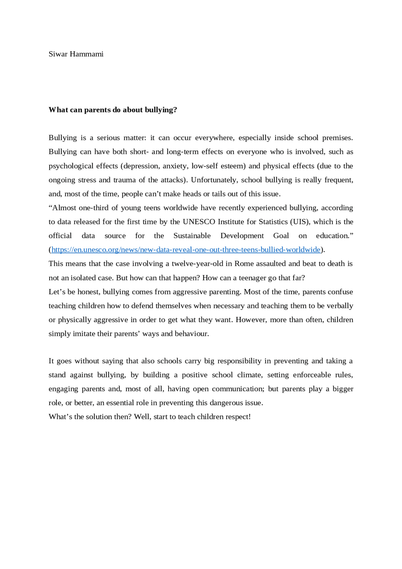 Editorial Sul Bullismo Docsity