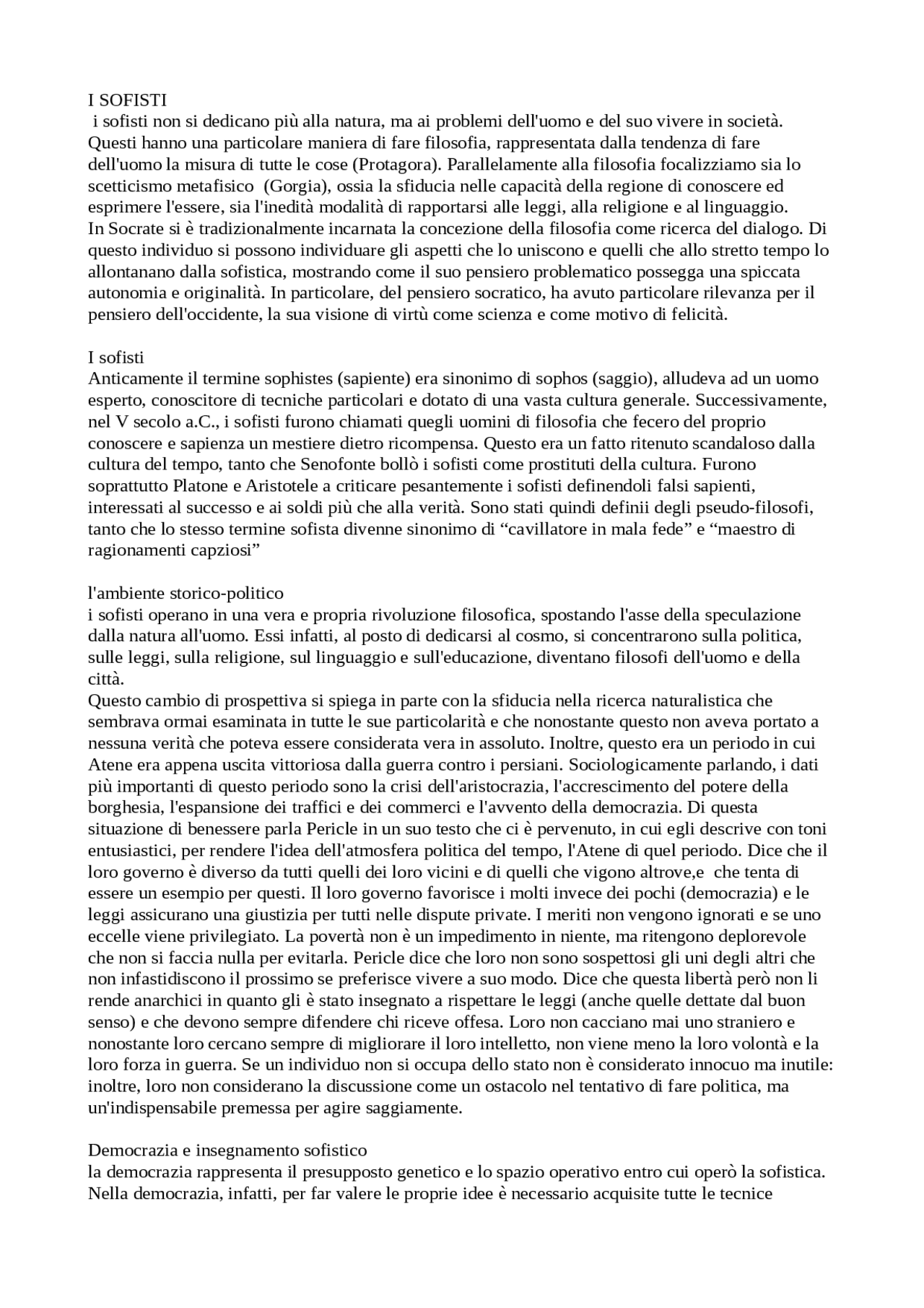 I Sofisti E Socrate Docsity