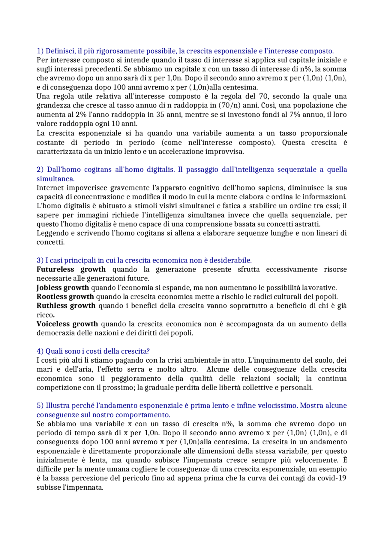 Modulo 1 professor N. Bellanca risposte alle domande nelle slides - Docsity