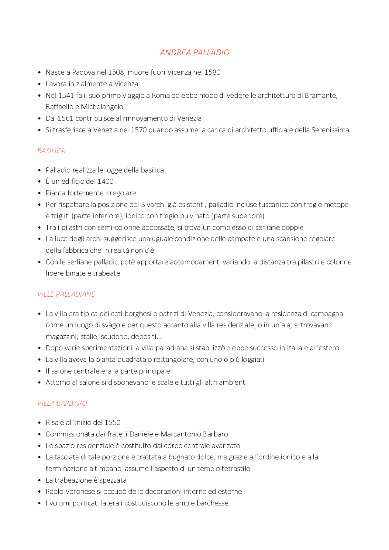 Andrea Palladio Appunti Docsity