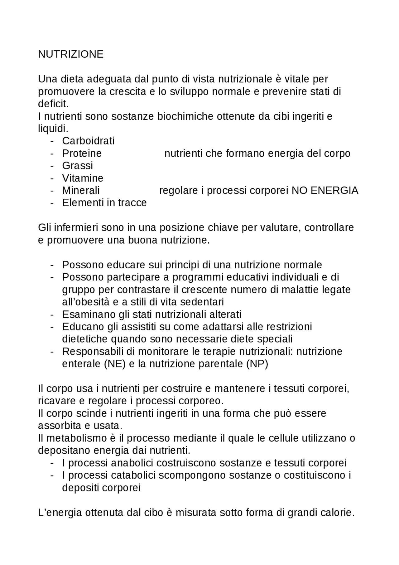 Nutrizione Basi Dellassistenza Infermieristica Appunti Di