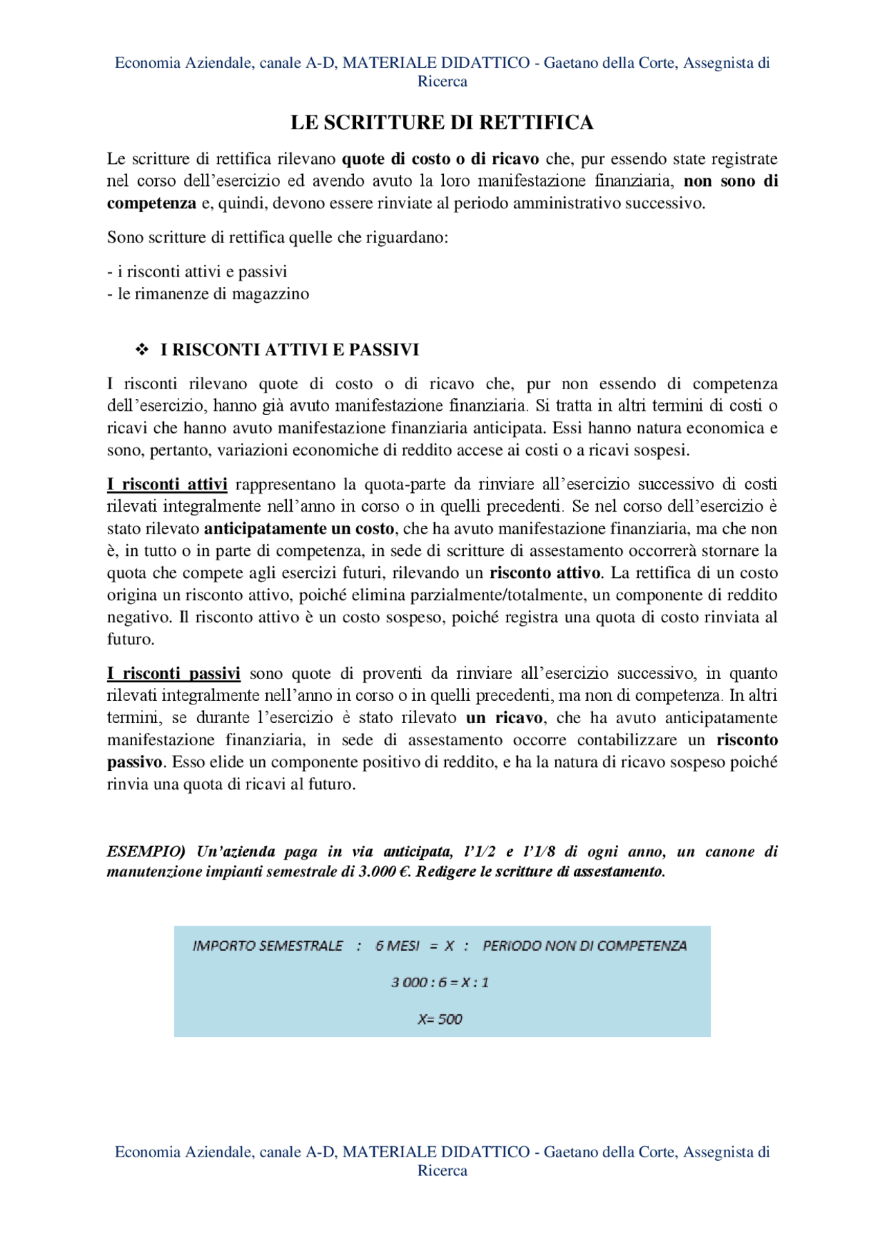 Le Scritture Di Assestamento Seconda Parte Docsity