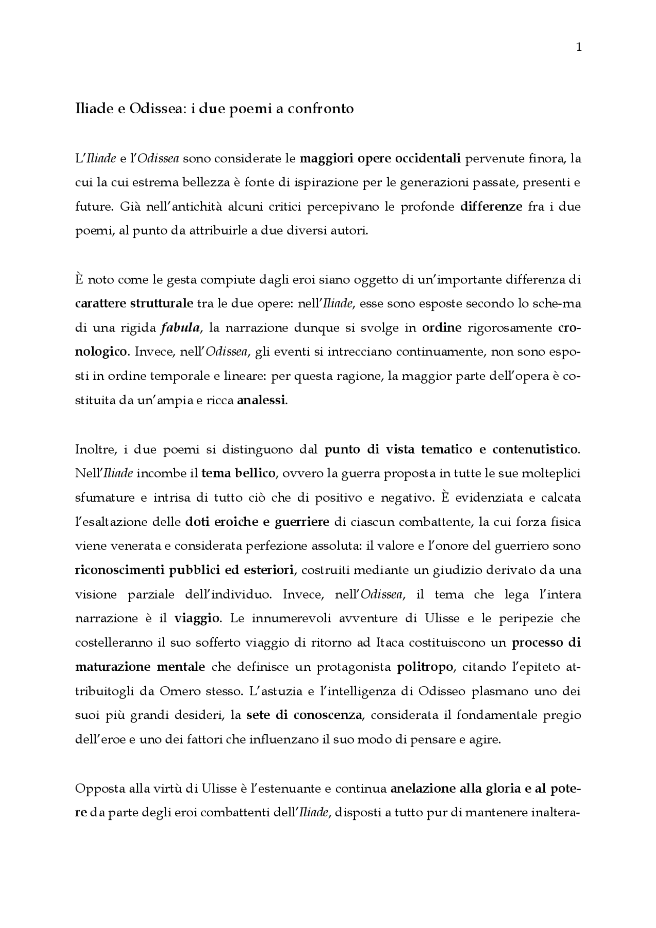 Confronto Tra Iliade E Odissea Docsity