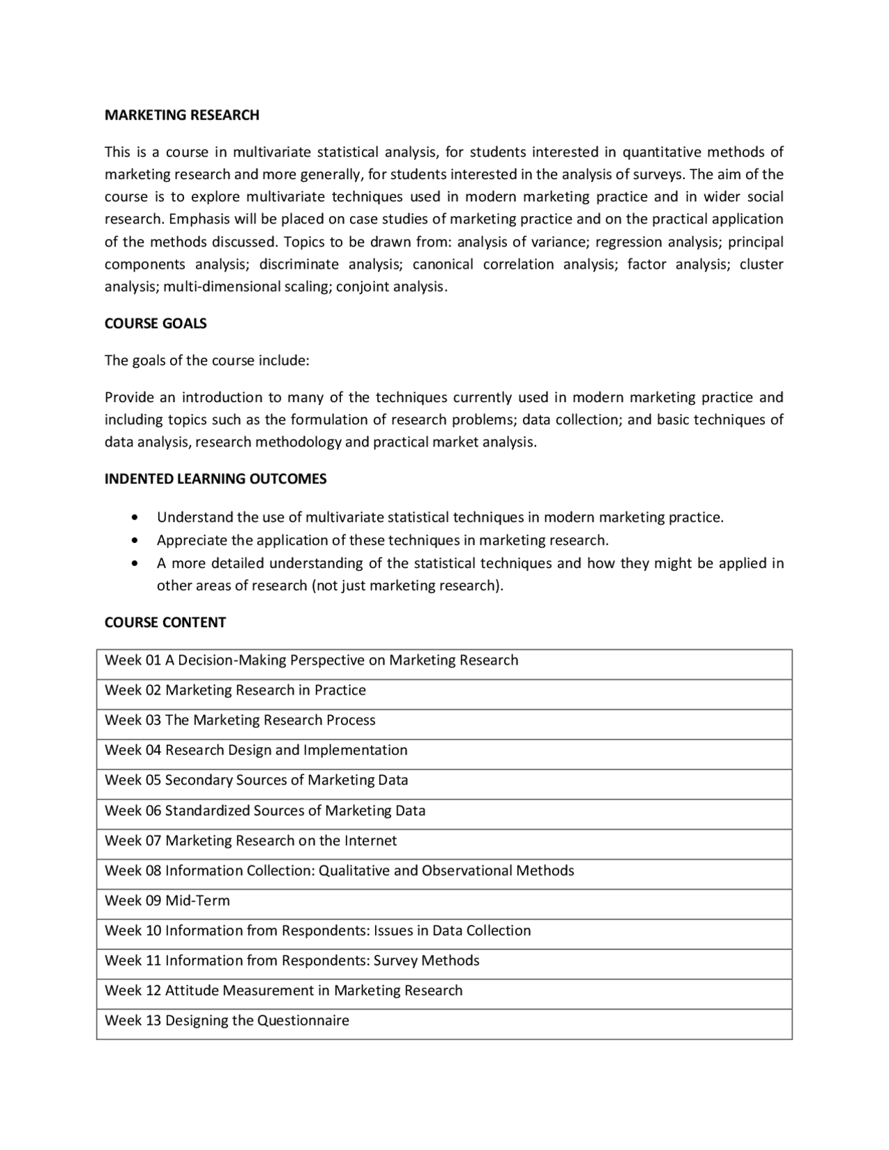 Marketing Research: Multivariate Analysis Course Overview & Outcomes ...