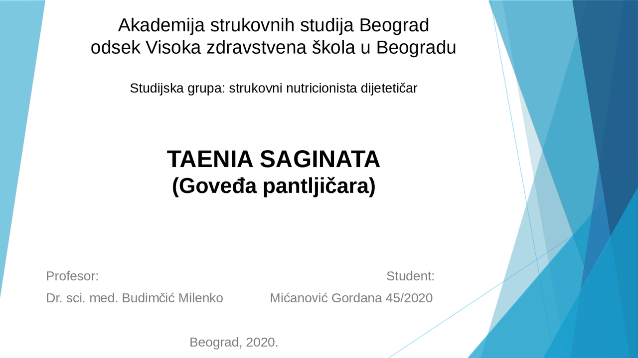 TAENIA SAGINATA(Goveđa pantljičara)GOVEĐA PAN | Seminarski radovi ...
