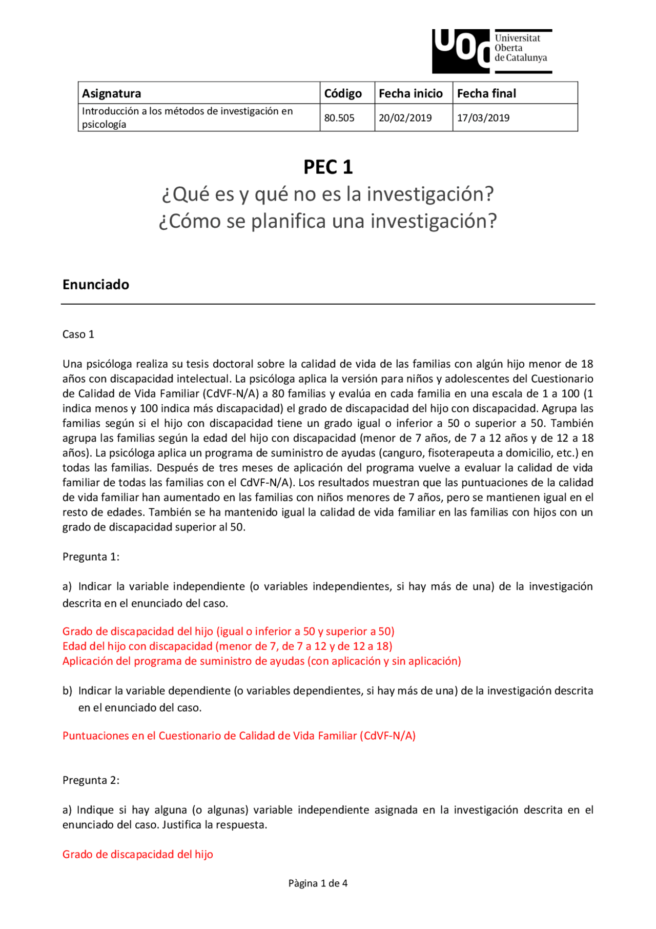 Pec 1 Uoc Soluciones Ejercicios De Métodos De Investigación En