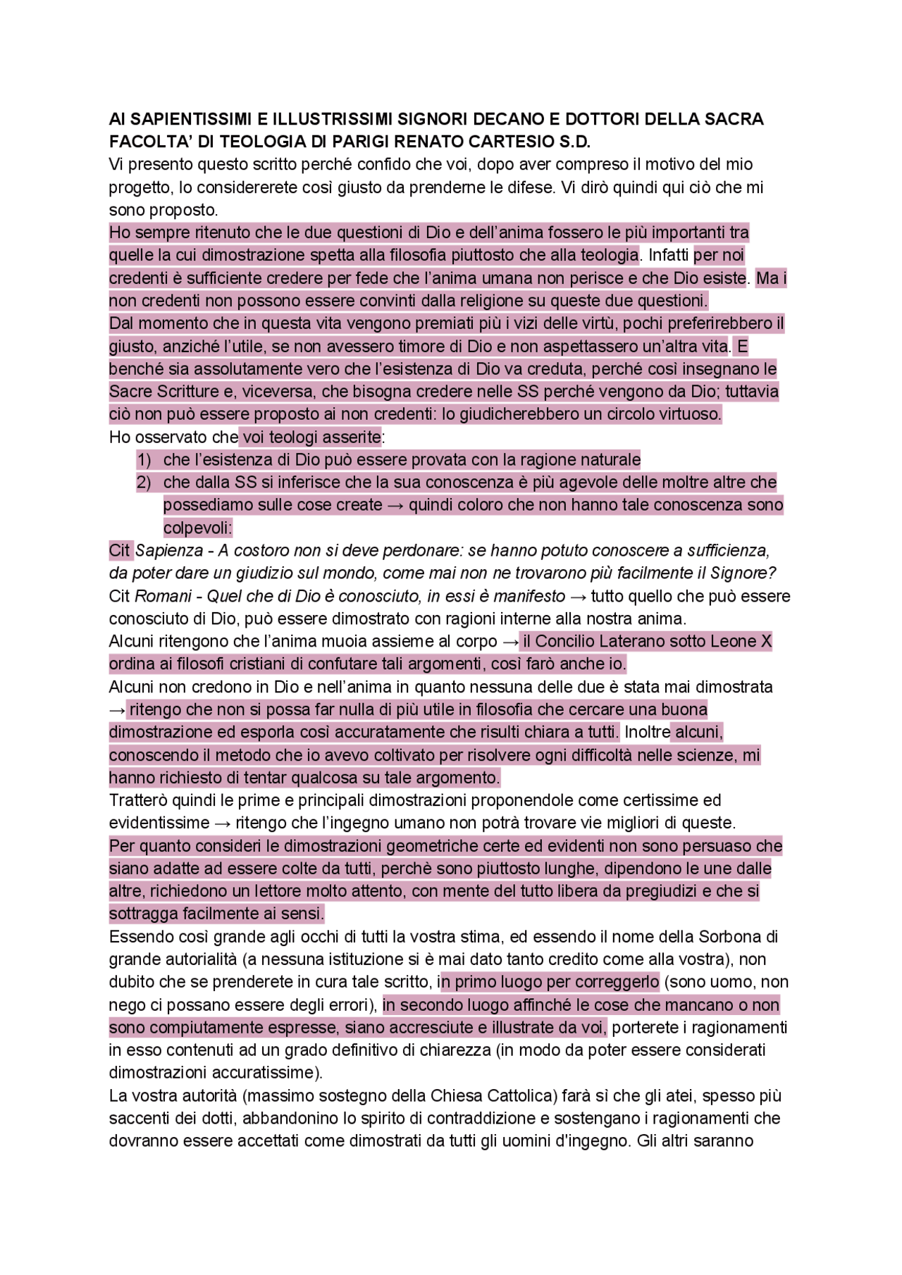 Meditazioni Metafisiche Renato Cartesio Docsity