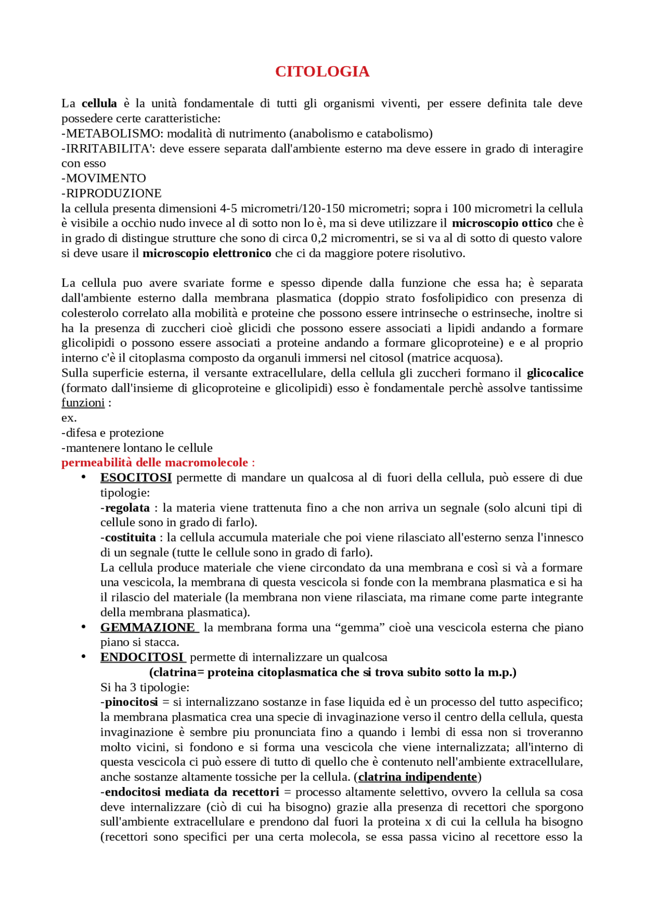 Istologia Scienze Infermieristiche Docsity