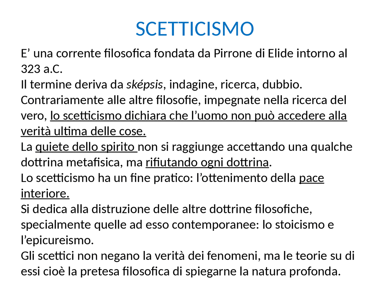 Scetticismo Filosofia Mappe Docsity