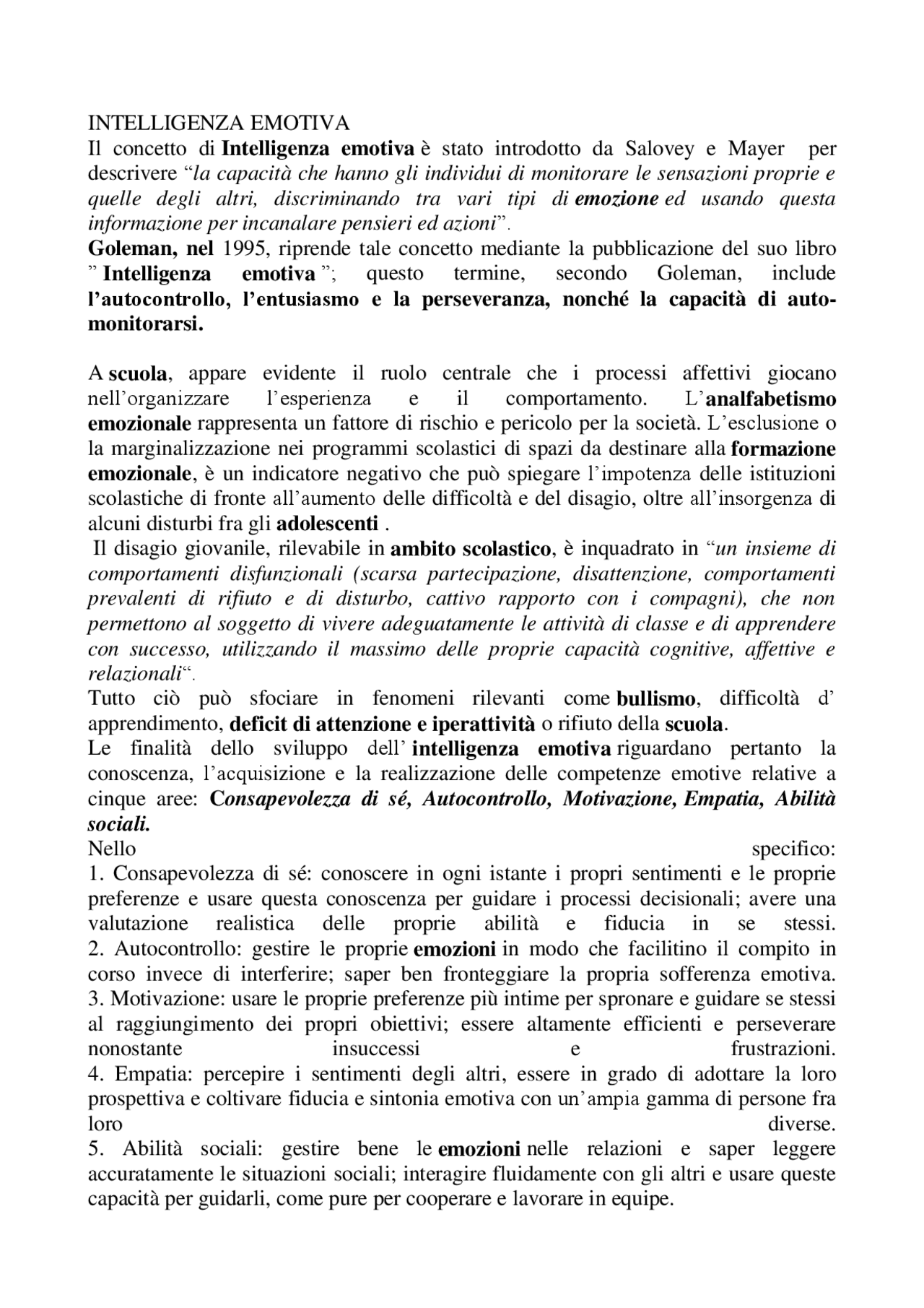 Intelligenza Emotiva Docsity