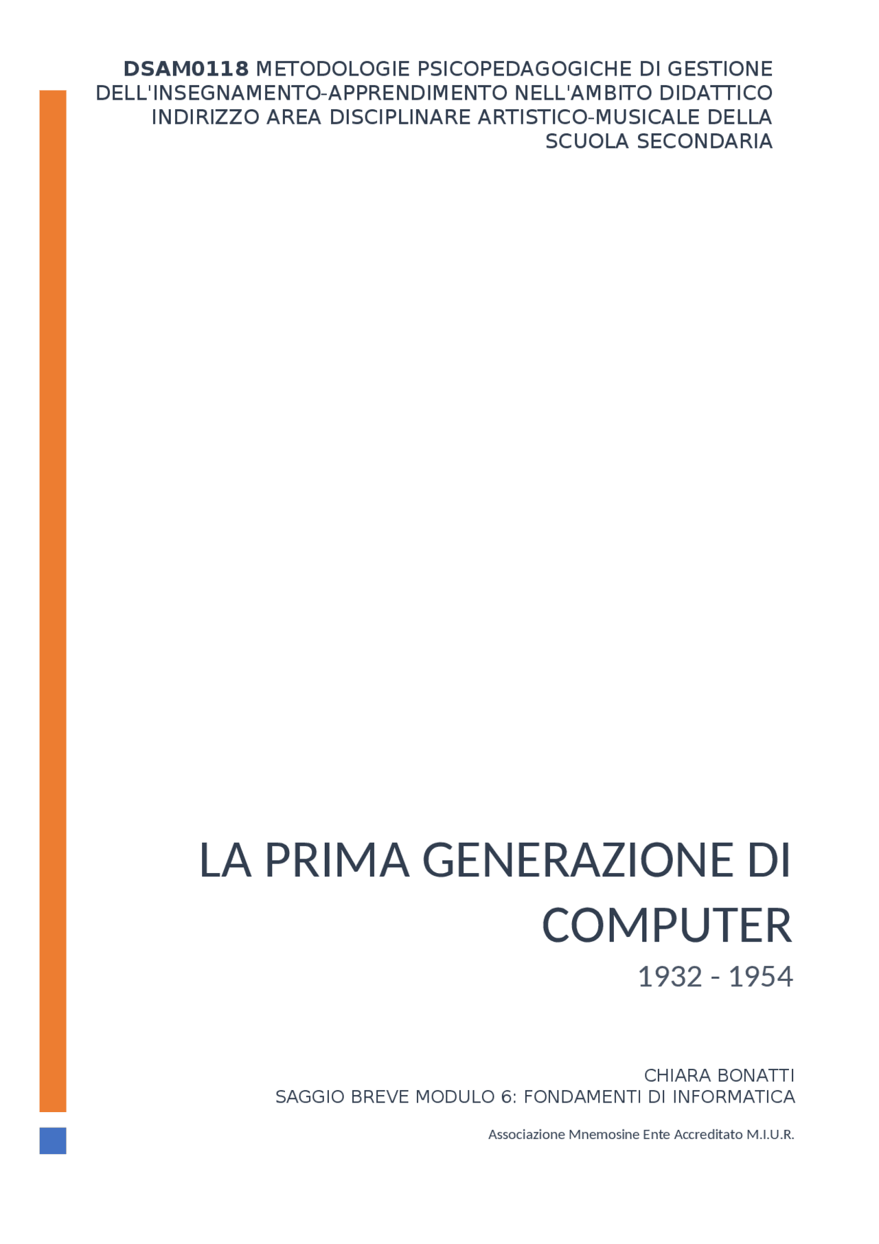 La Prima Generazione Dei Computer Docsity