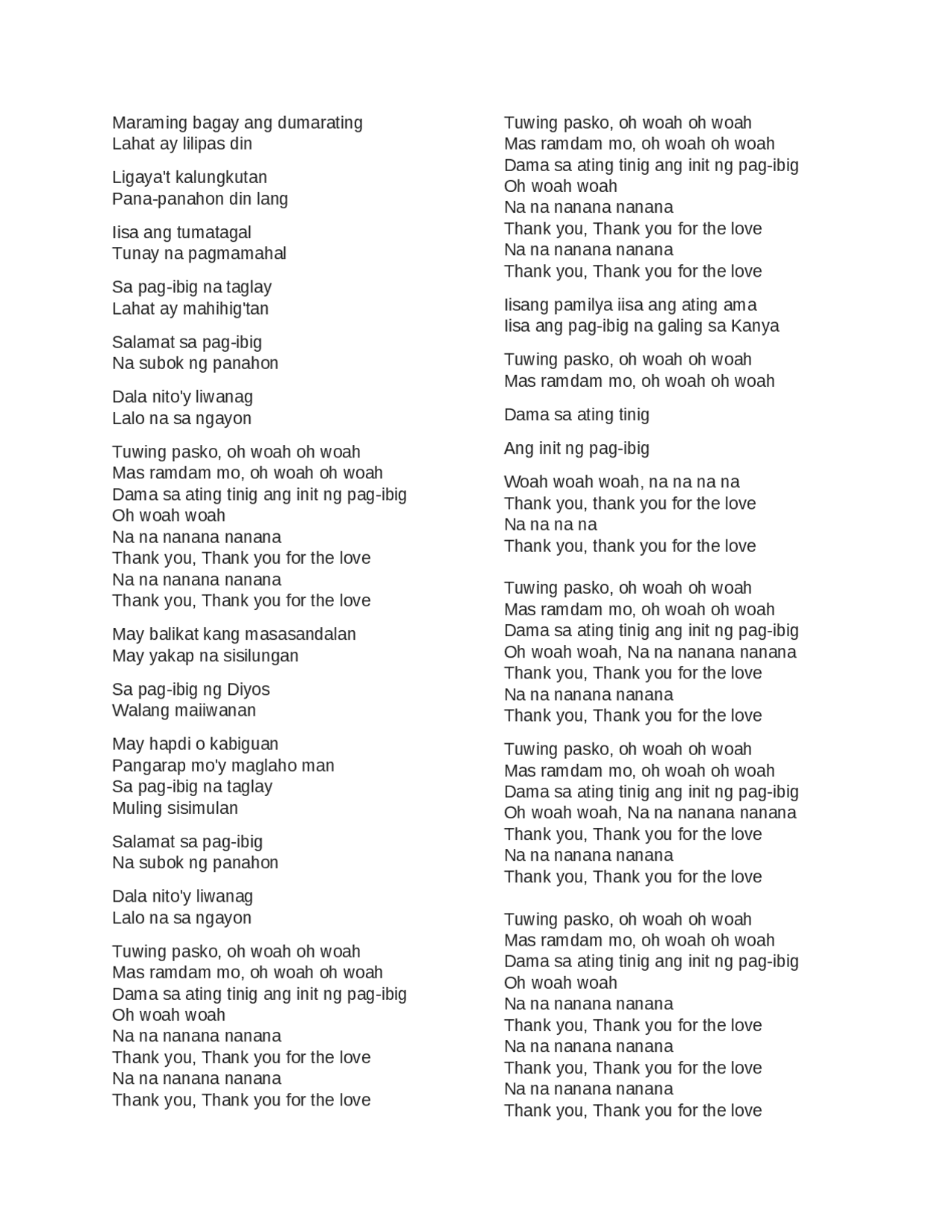Lyrics ng isang kanta | Study notes Music | Docsity