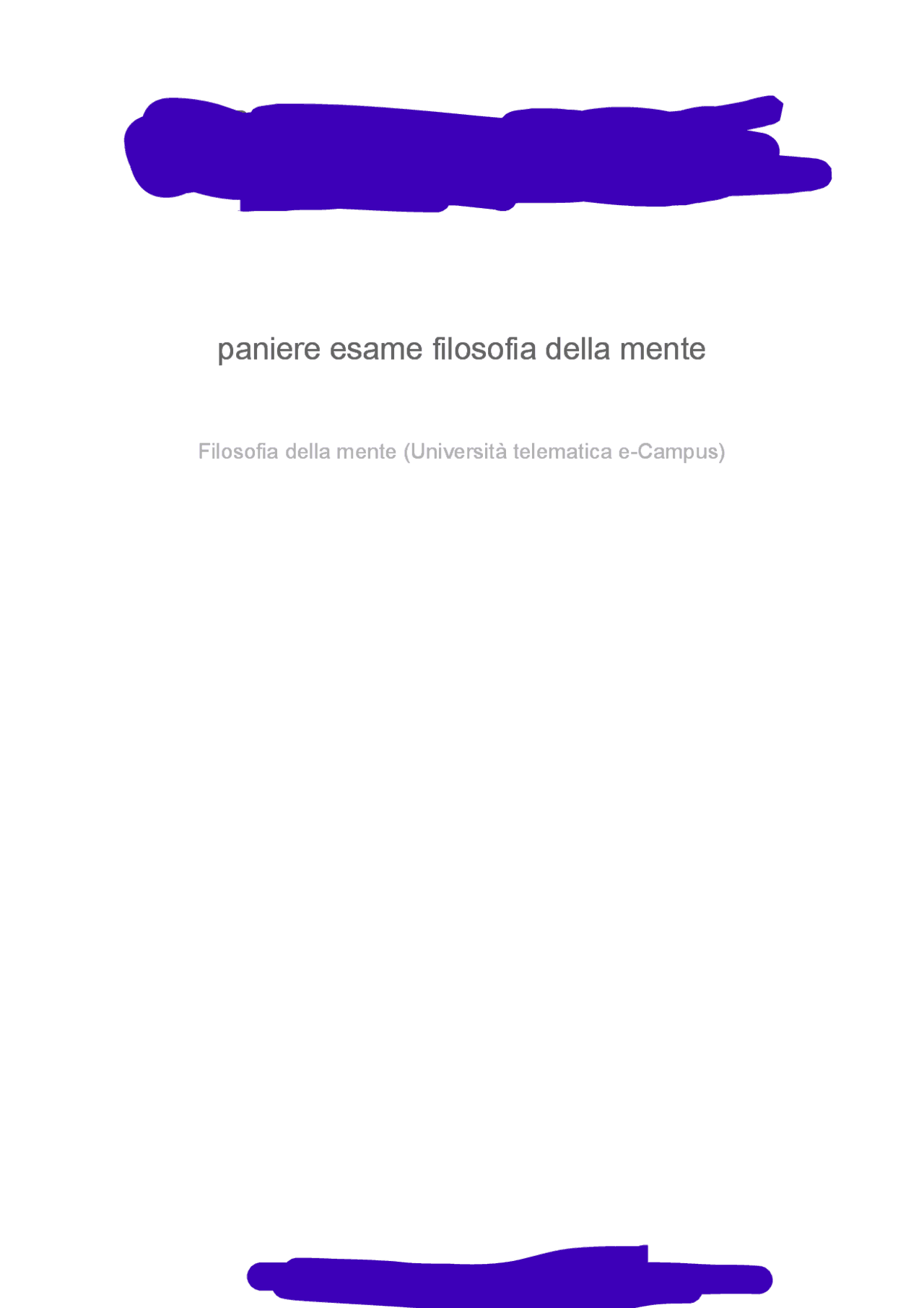 Filosofia Della Mente Completo Di Risposte Aperte E Multiple Docsity