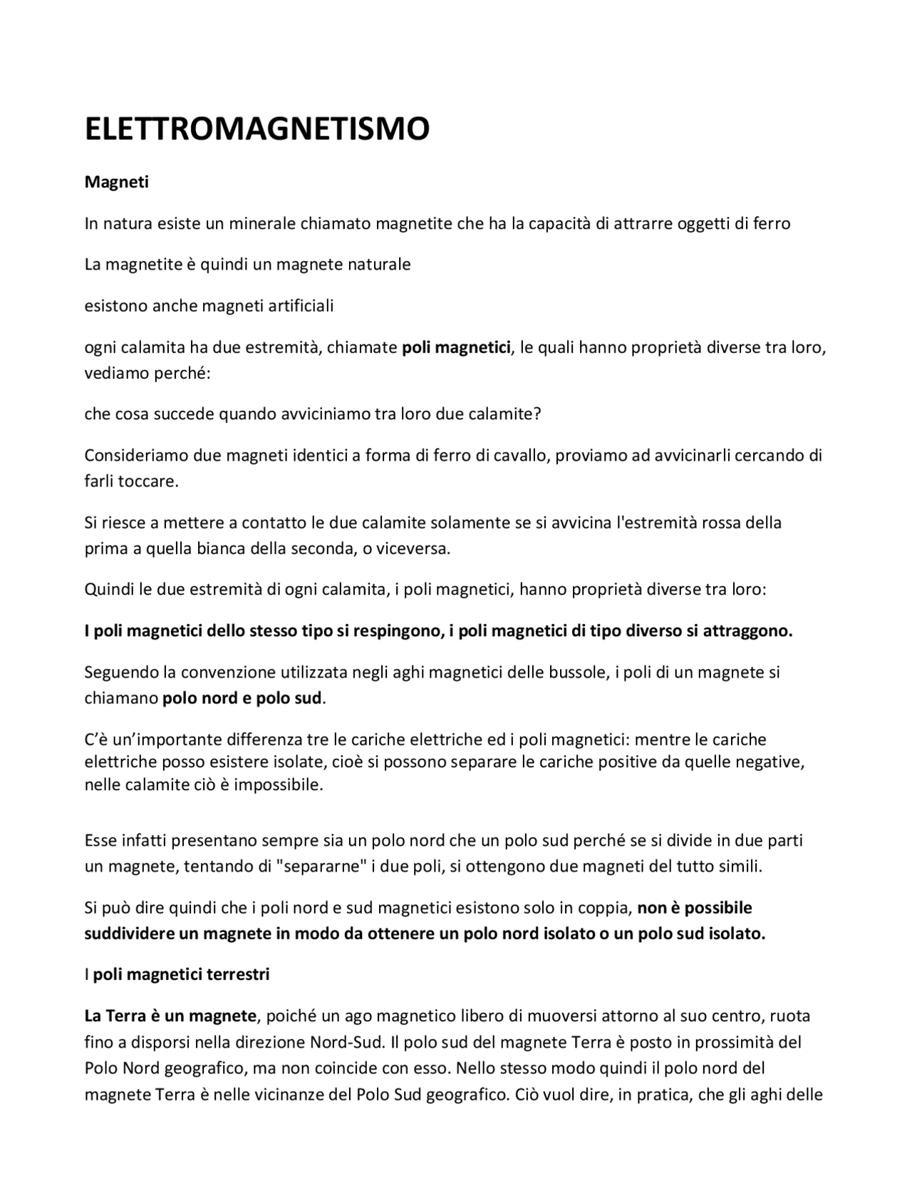 Elettromagnetismo - fisica - Docsity