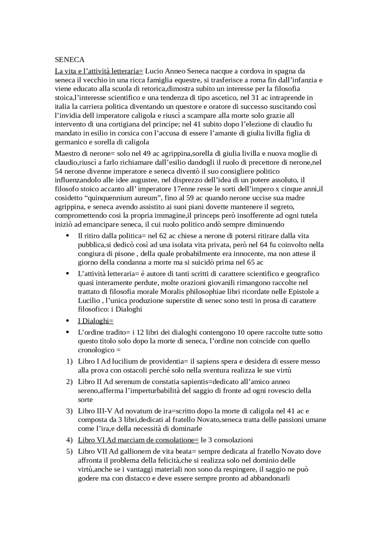 Seneca Vita E Opere Docsity
