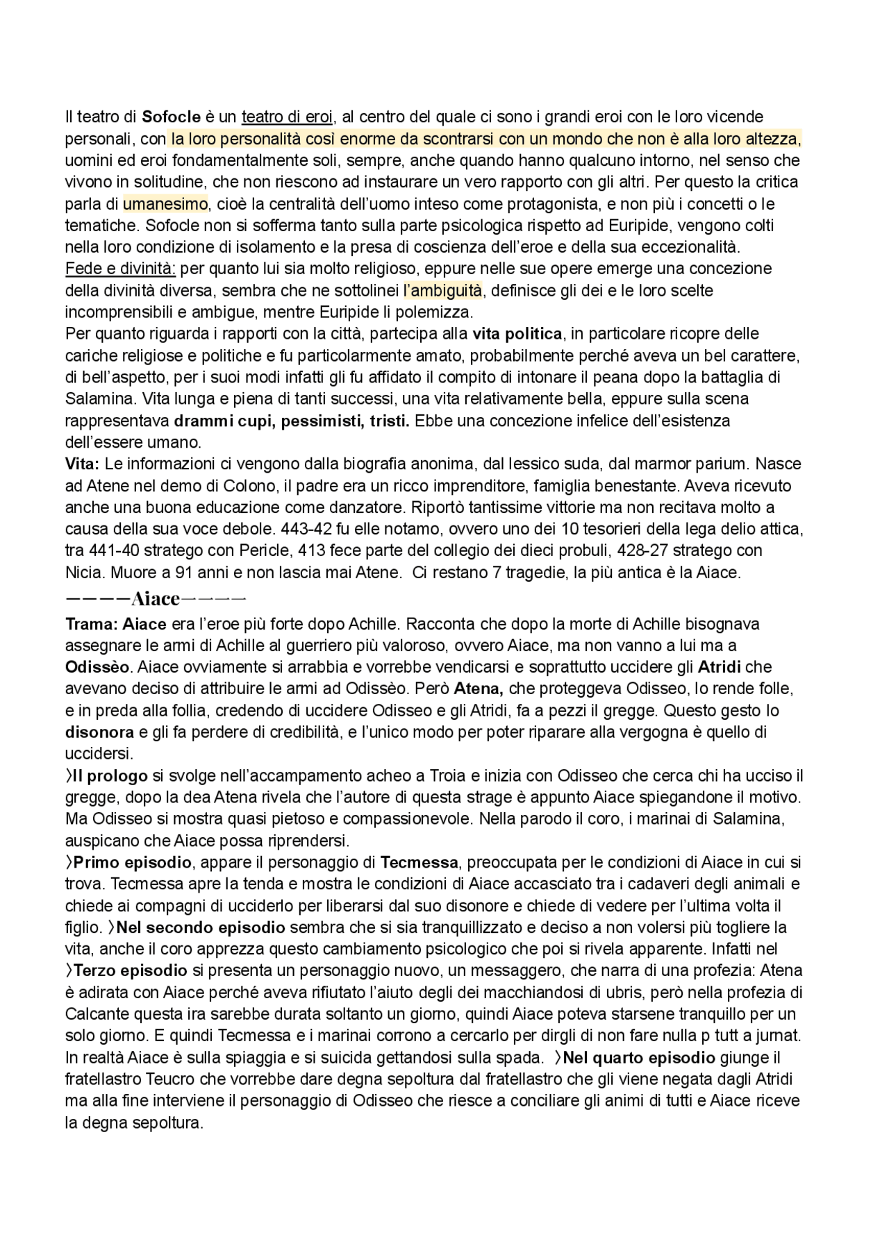 Sofocle Vita E Opere Docsity