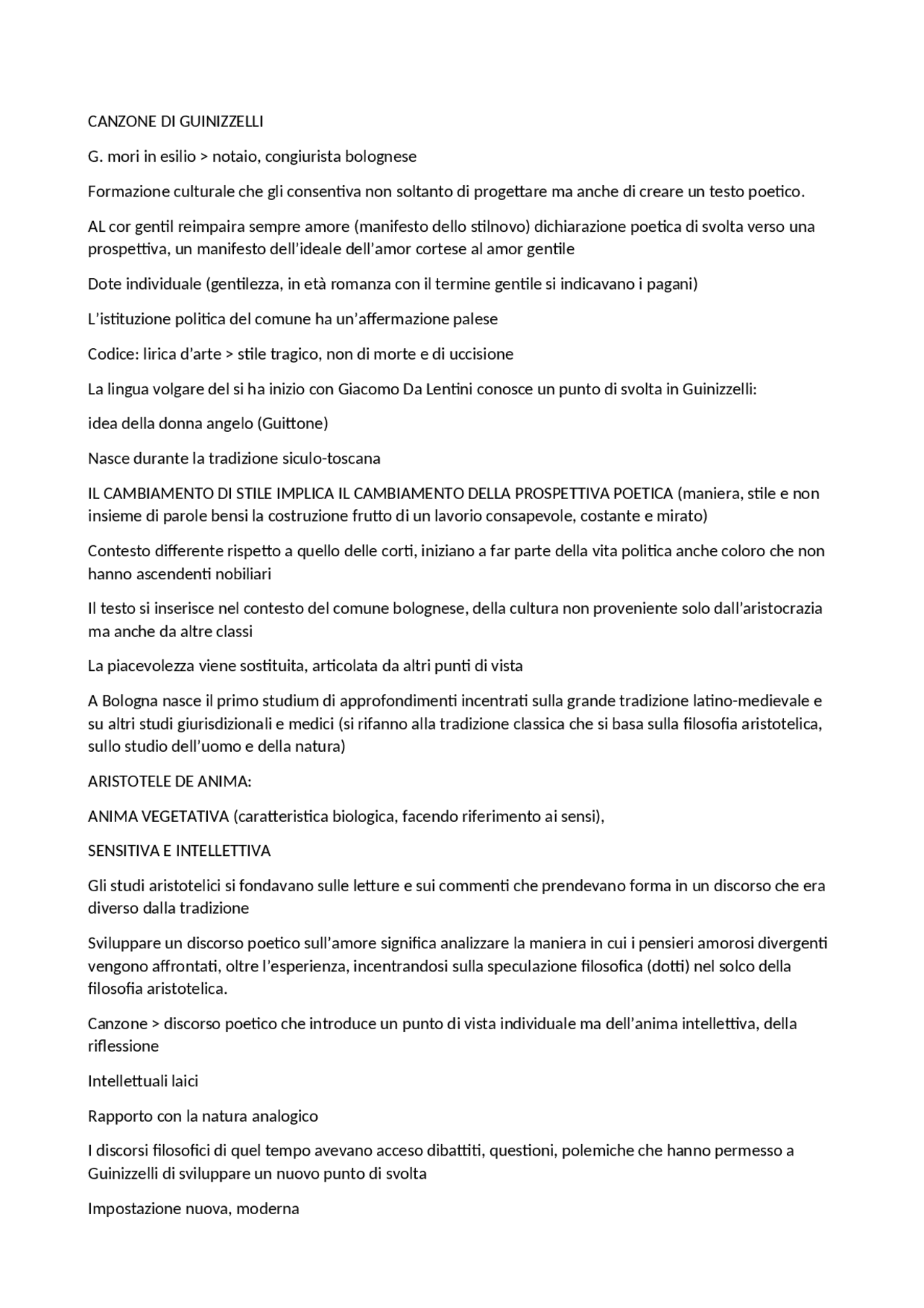 Canzone Di Guinizzelli Docsity