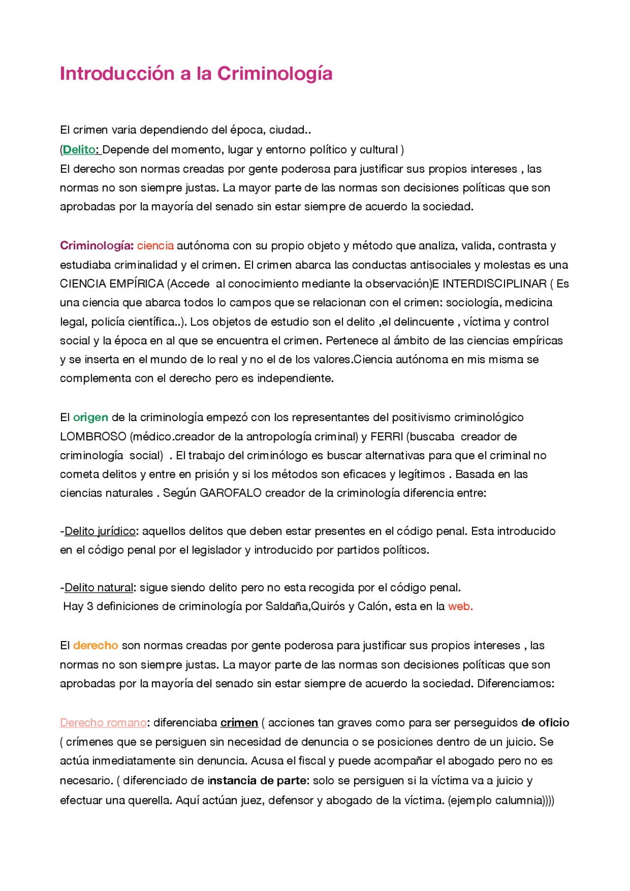Introducción A La Criminologia Docsity