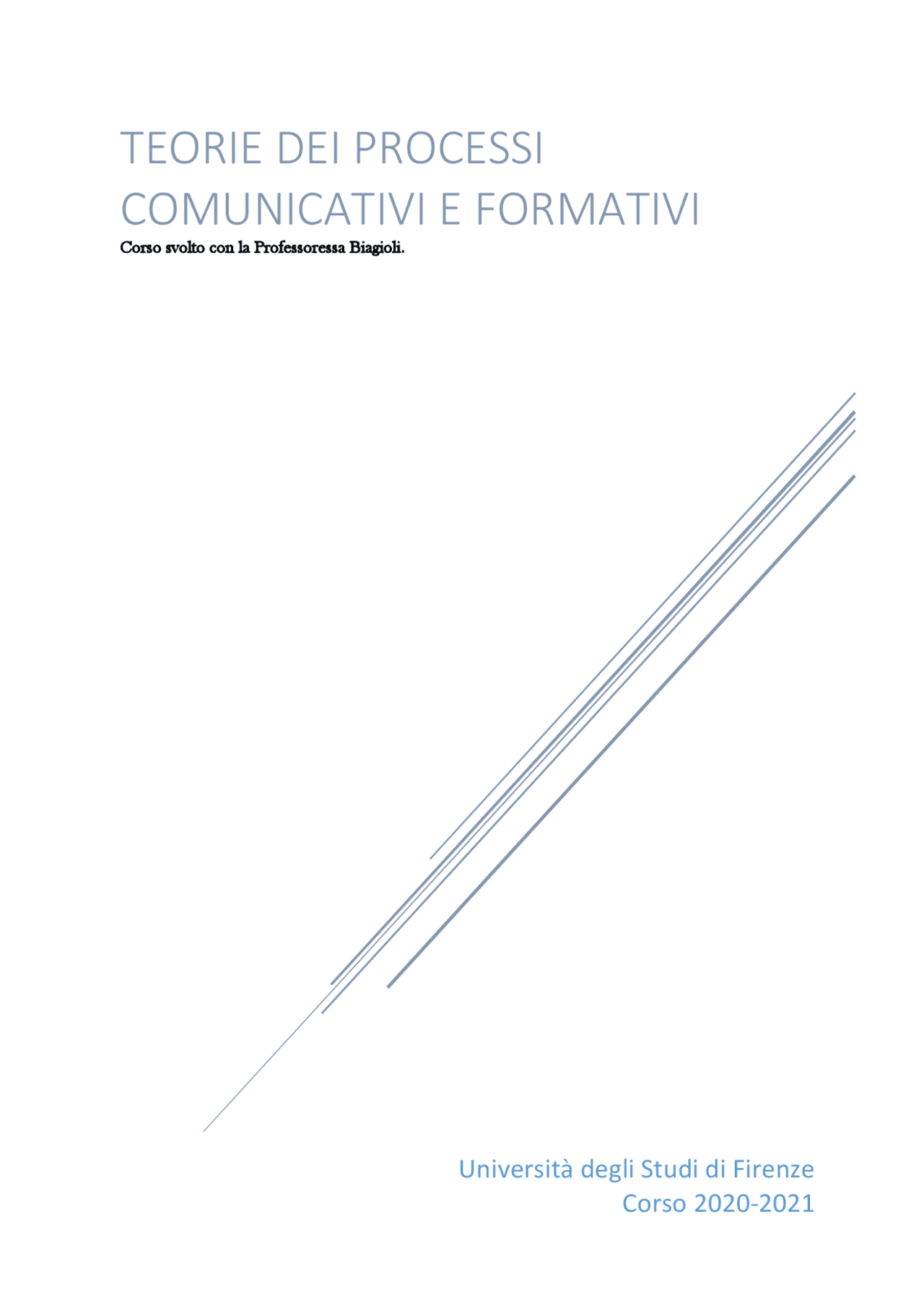 Teorie Dei Processi Comunicativi E Formativi Prof Biagioli Docsity