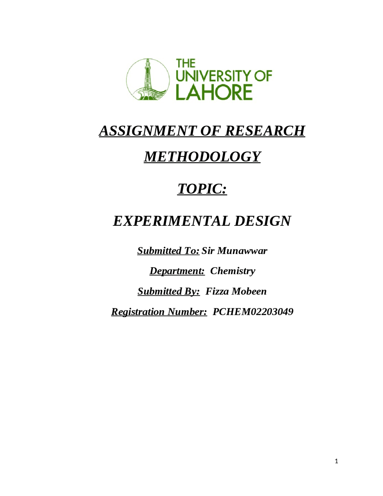 Research Methodology And Experimental Research Design Docsity
