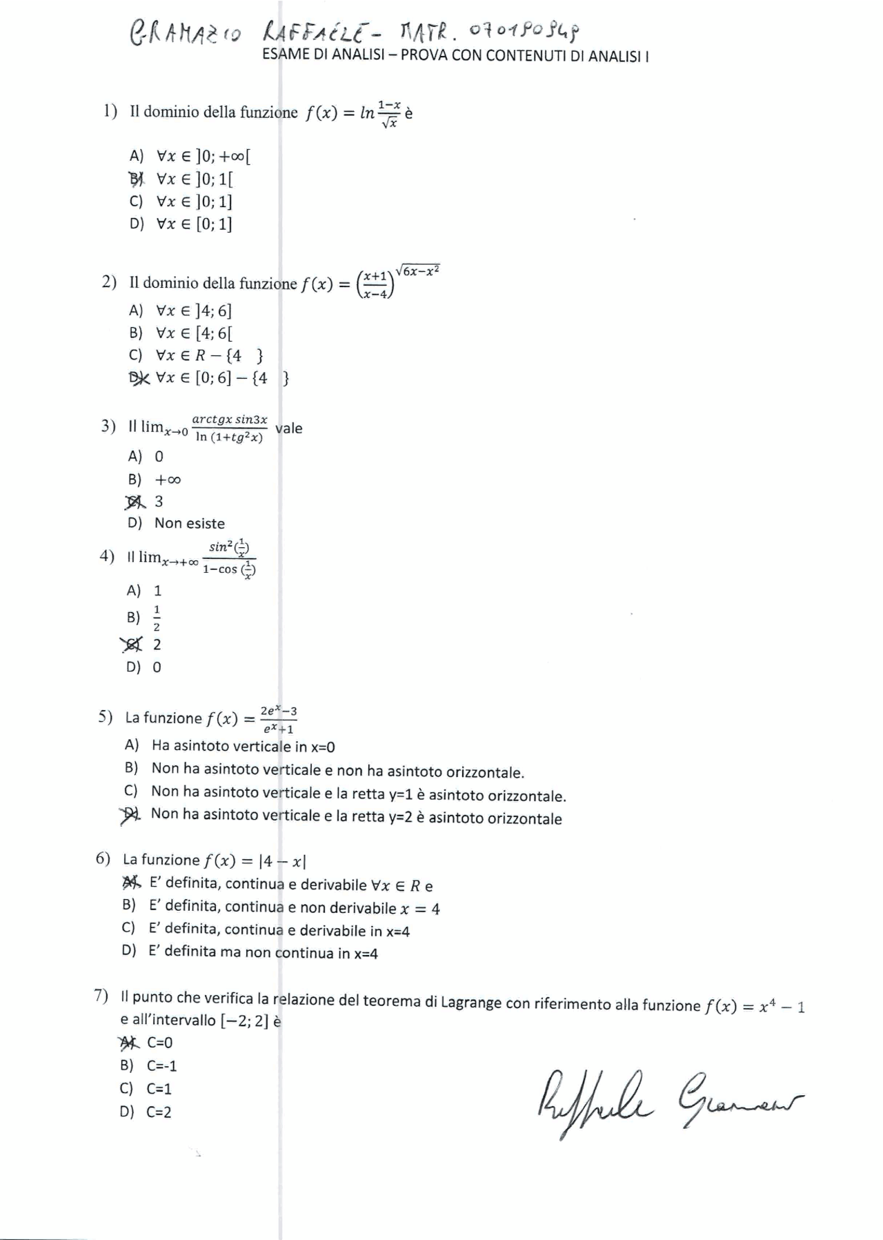Elaborato Analisi Matematica Ingegneria Civile L 7 Unipegaso Prove D