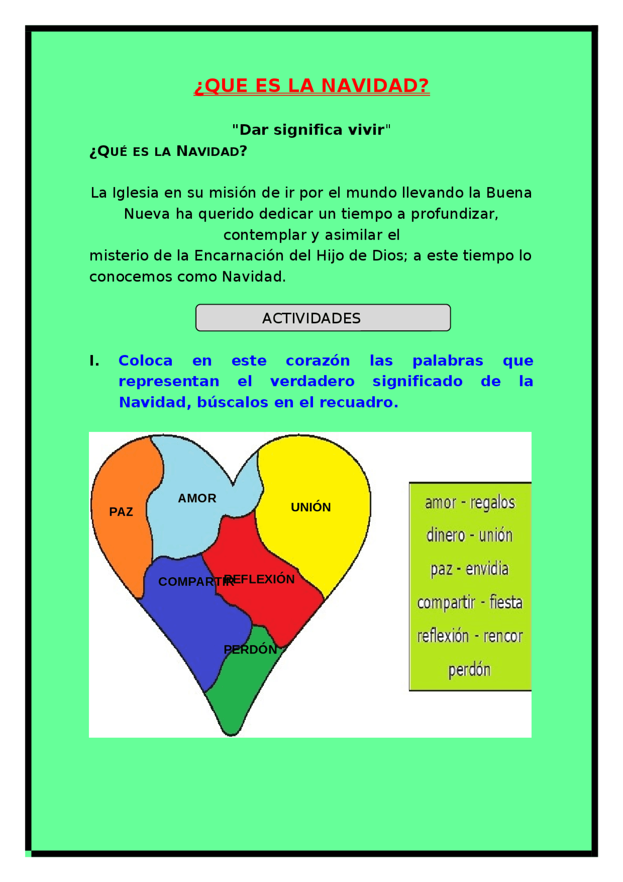 ACTIVIDADES SOBRE LA NAVIDAD Y SU CONSISTENCIA - Docsity