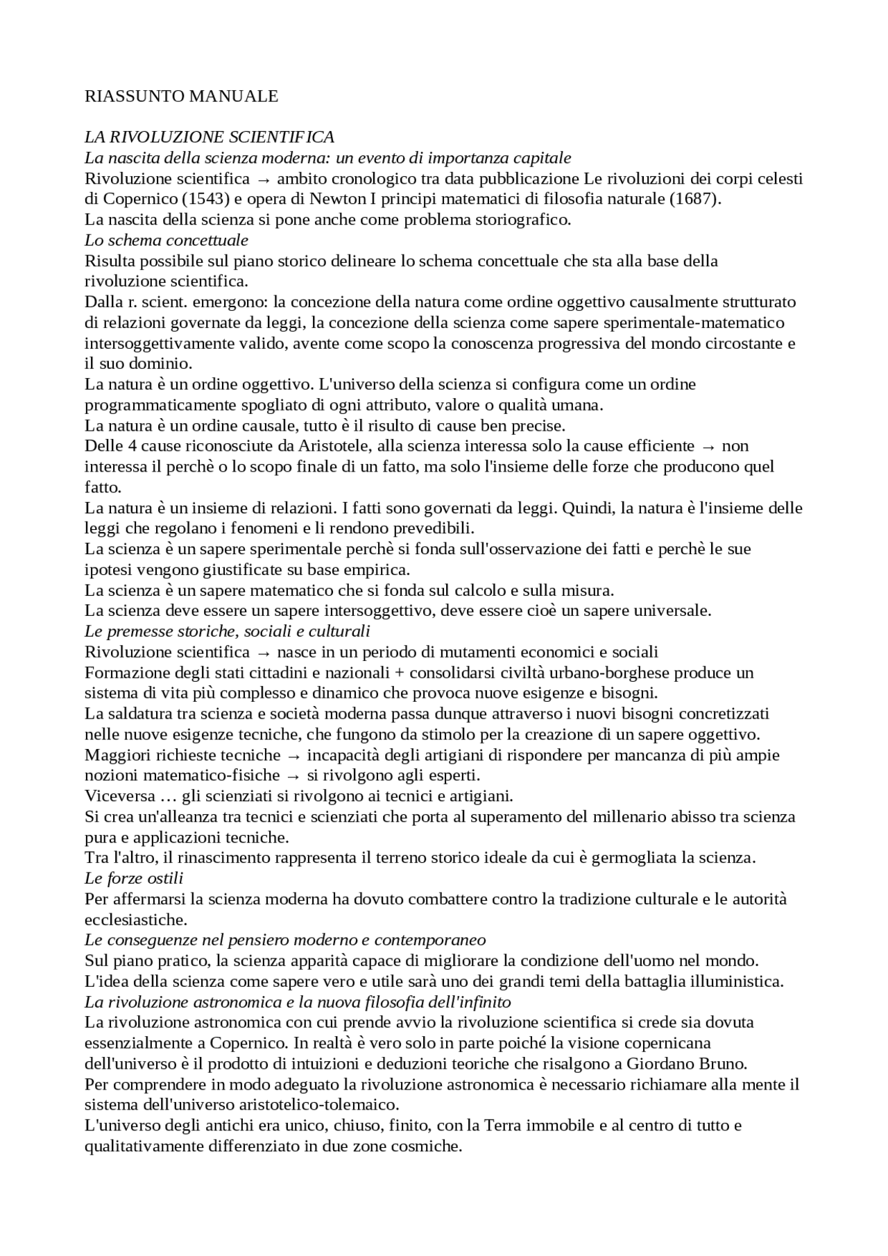 Riassunto Autori Filosofia Moderna Docsity