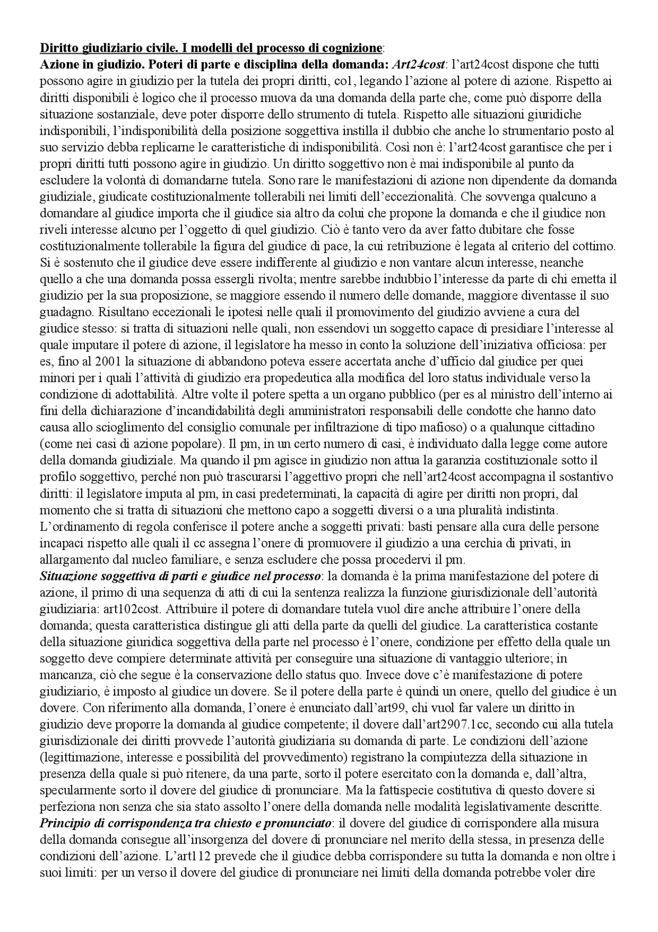 Riassunti Auletta Processo Di Cognizione E Verde Processo Di