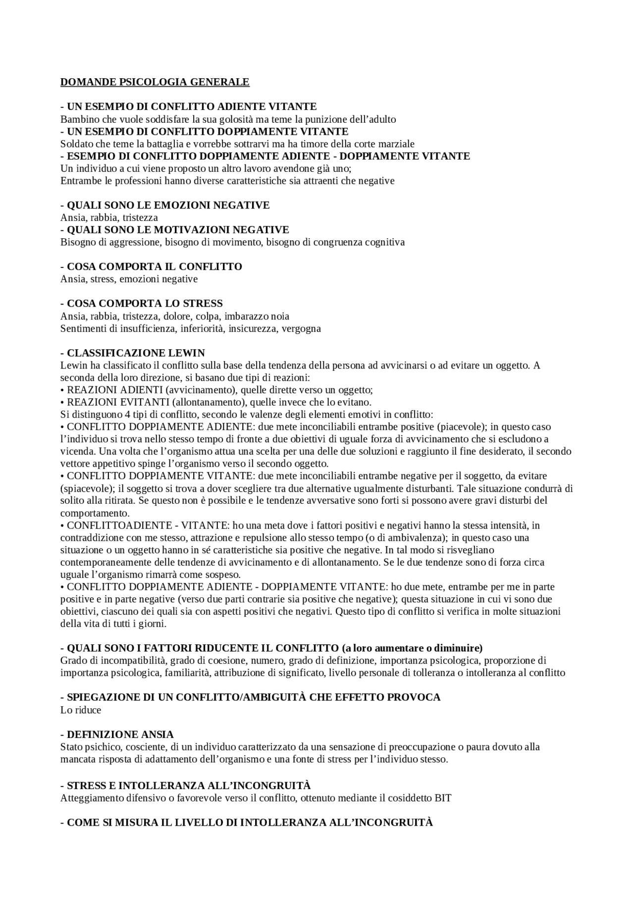 Psicologia Generale Docsity