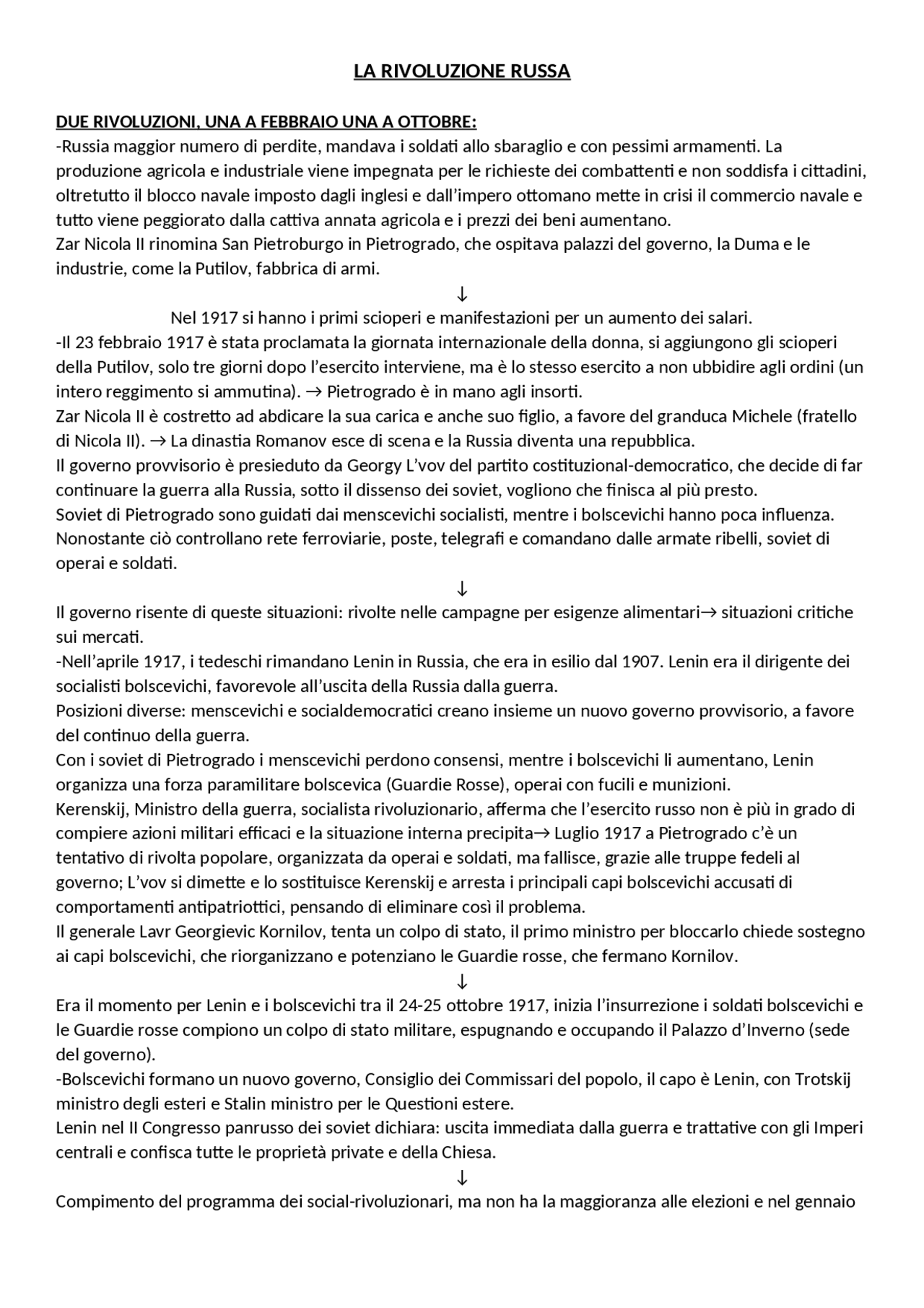 Rivoluzione Russa E Dopoguerra In Europa Docsity