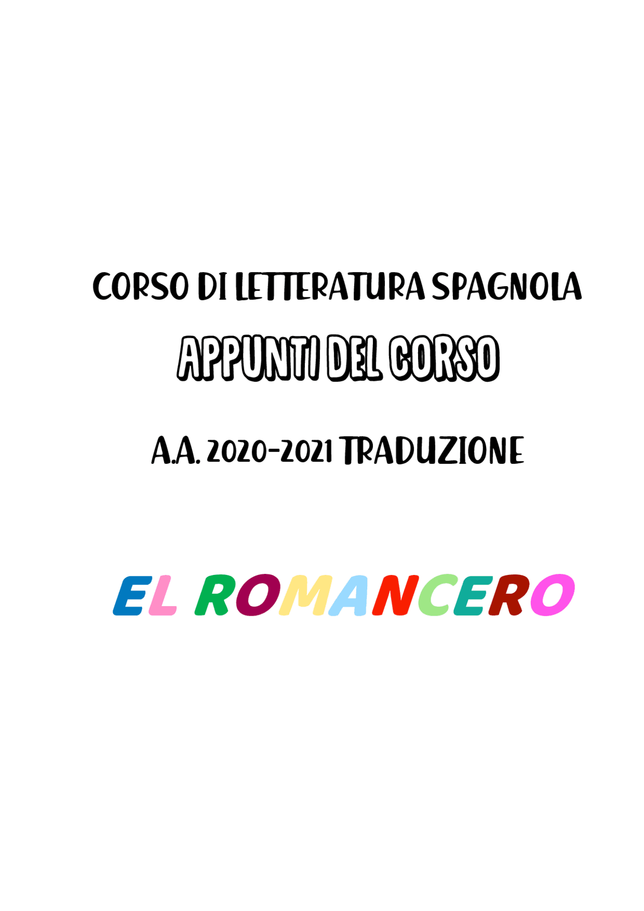 Appunti Letteratura Spagnola Cdltraduzione Prof Calef Docsity