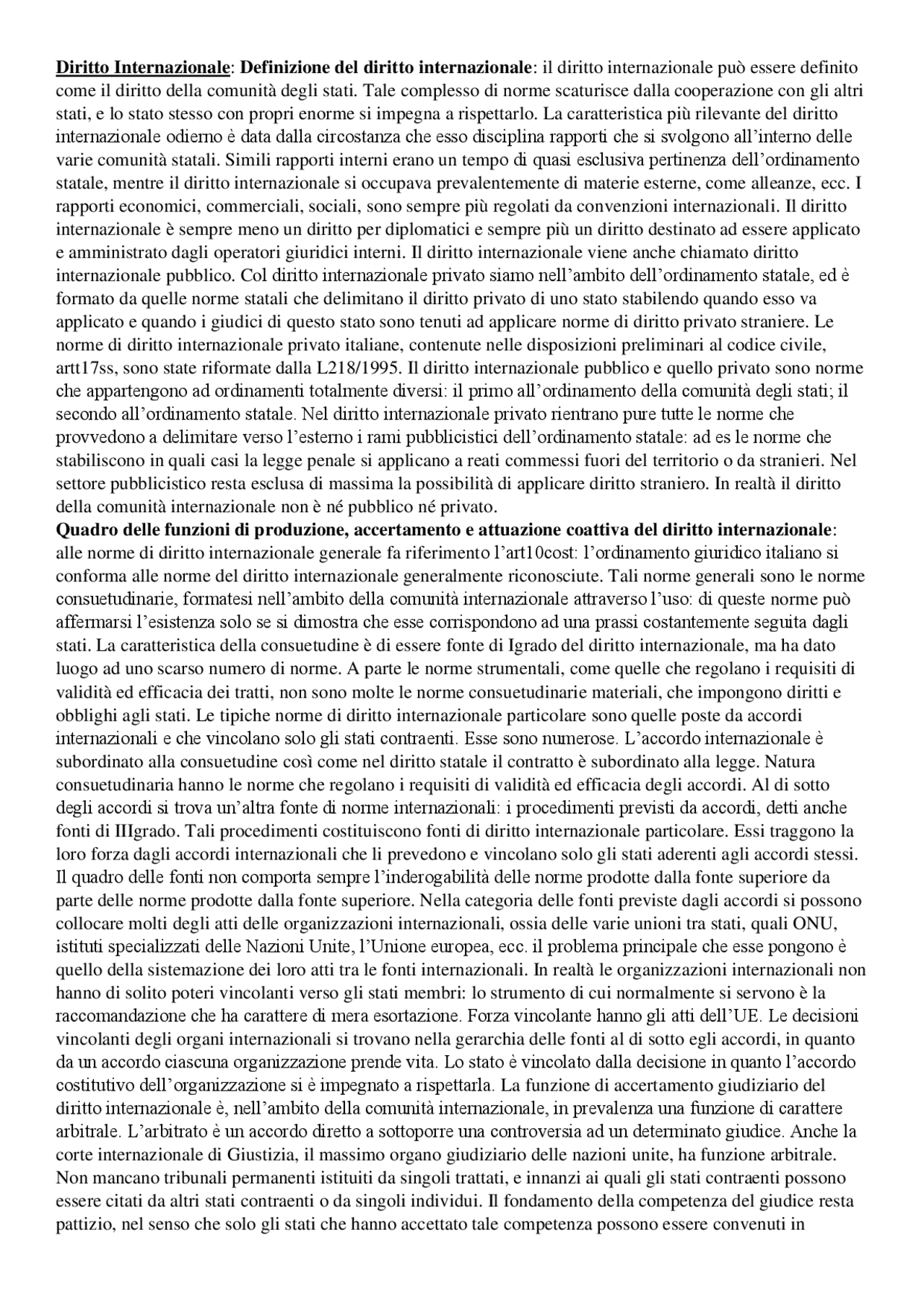 Riassunto Di Diritto Internazionale Conforti Docsity