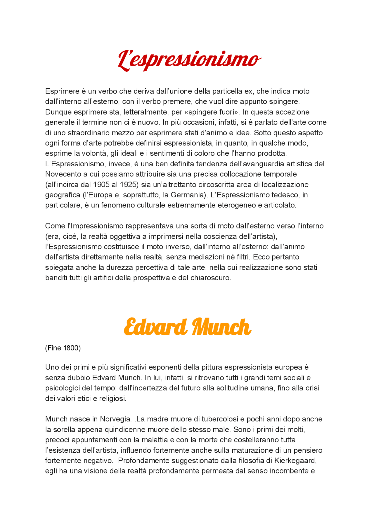 Edvard Munch e l'Espressionismo - Docsity